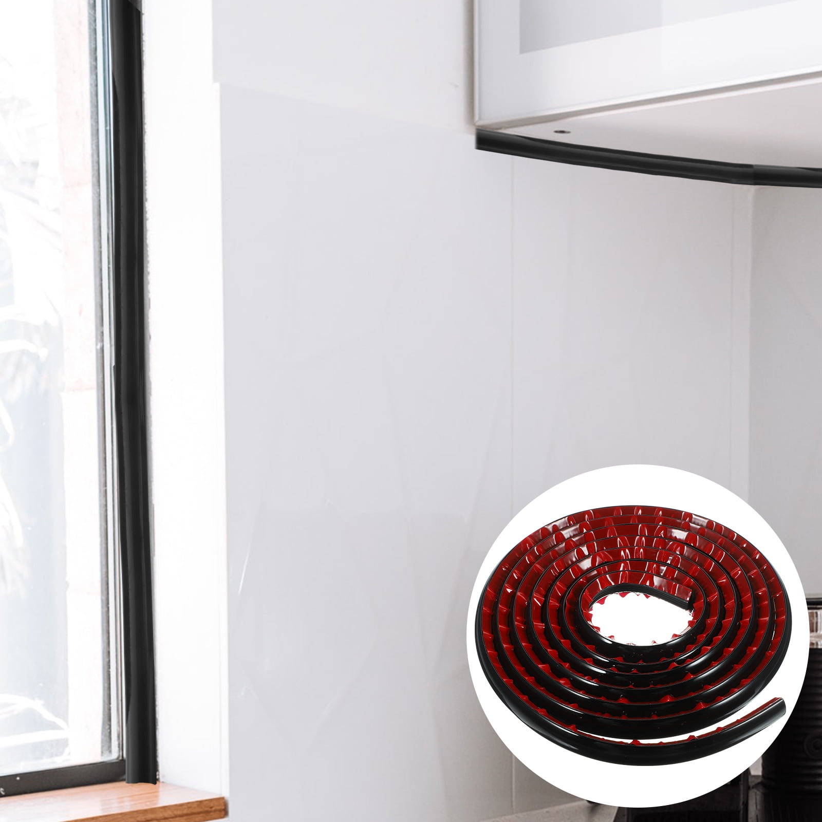 GOOHOCHY Ceiling Wall Edge Protection Flexible Trim Caulk Strip Black ...