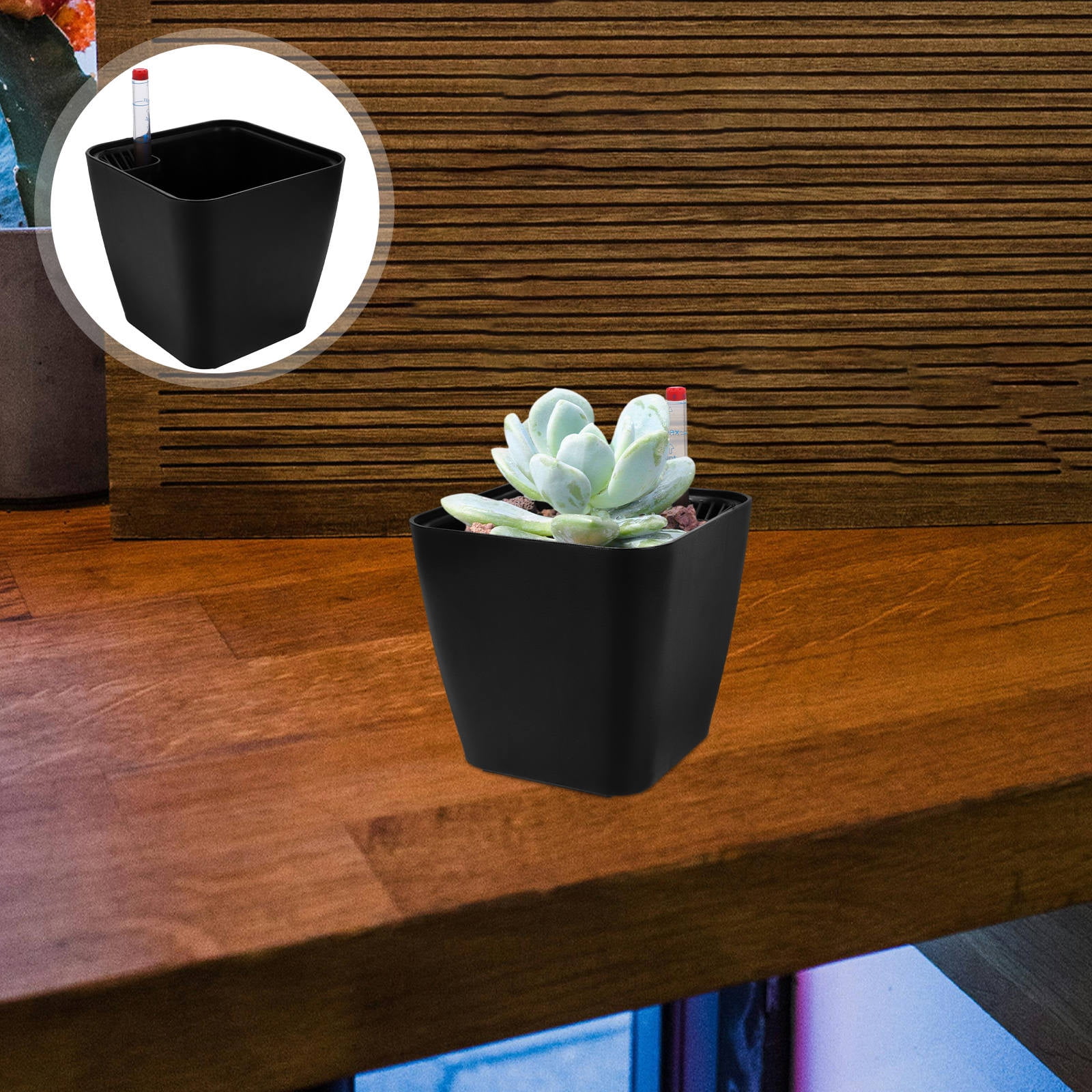 GOOHOCHY Self Watering Planter Table Flower Plant Pot With Water Level ...