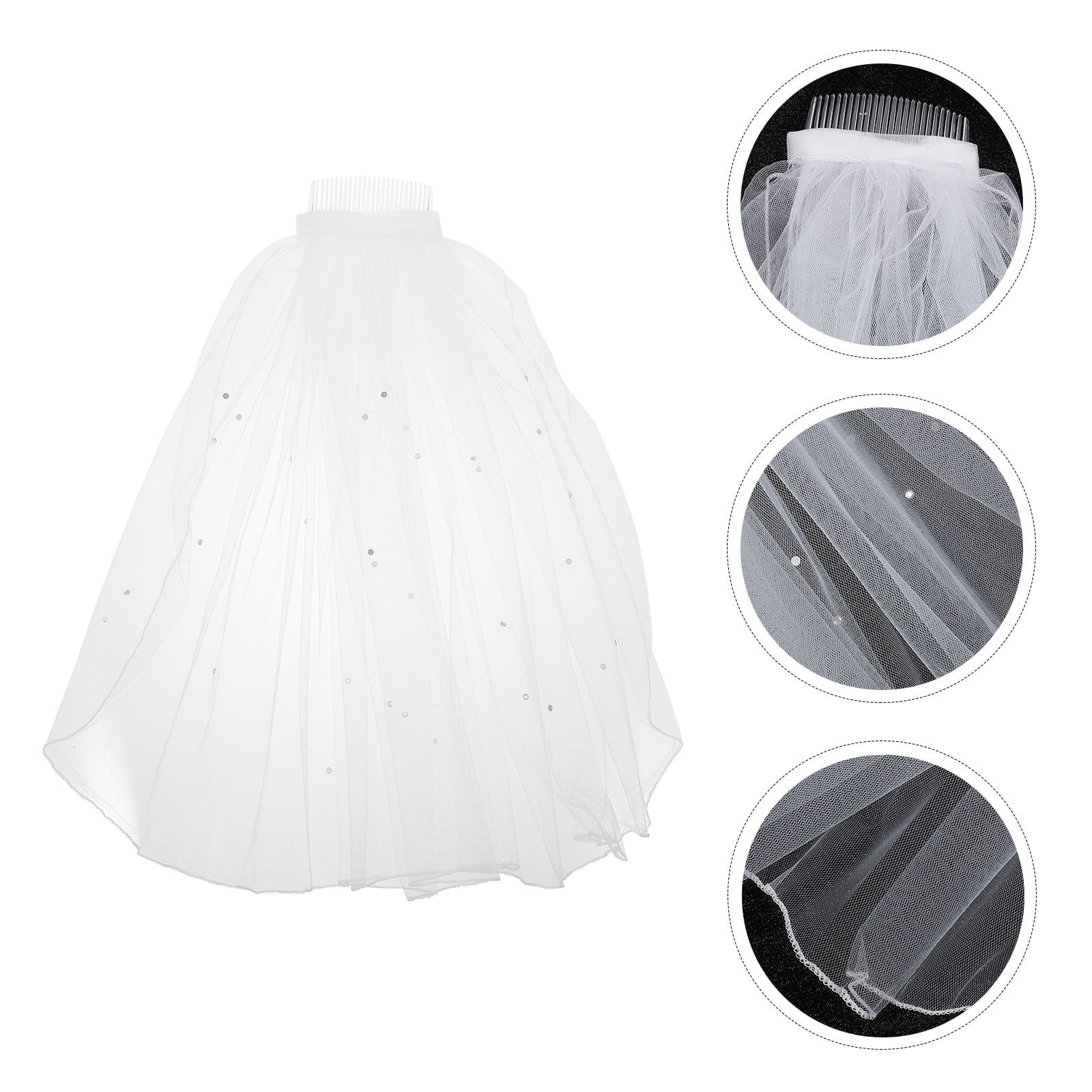 GOOHOCHY Short Wedding Veil with Crystal Decoration for Bride Made of ...