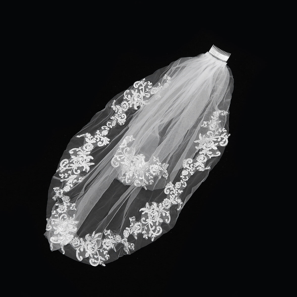 GOOHOCHY Simple Elegant Dual Layer Short Bridal Veils with Hair Side ...