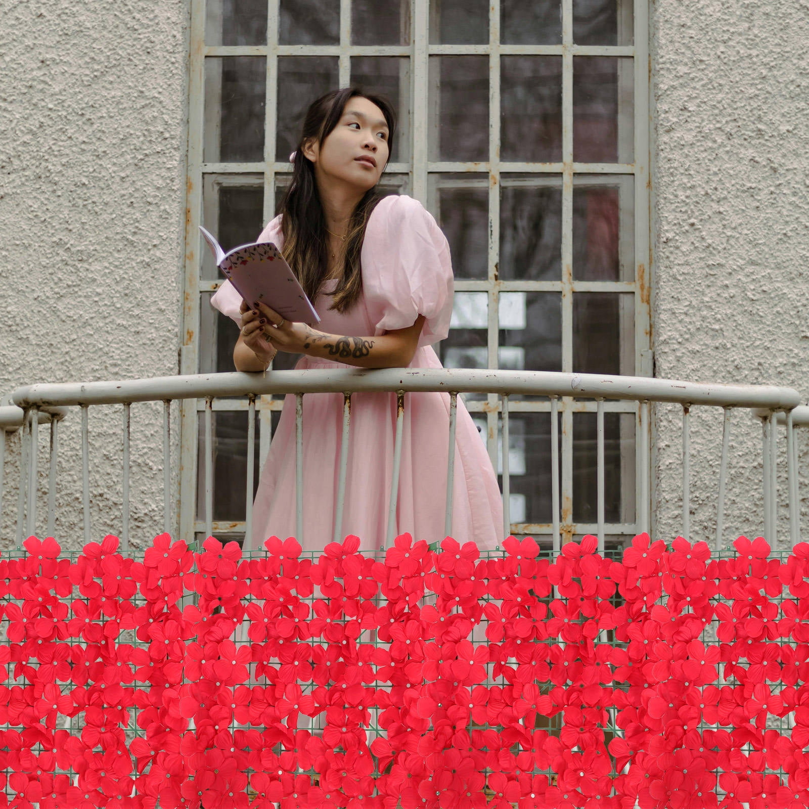 GOOHOCHY Simulated Flower Wall Balcony Privacy Fence Edging Hedges ...