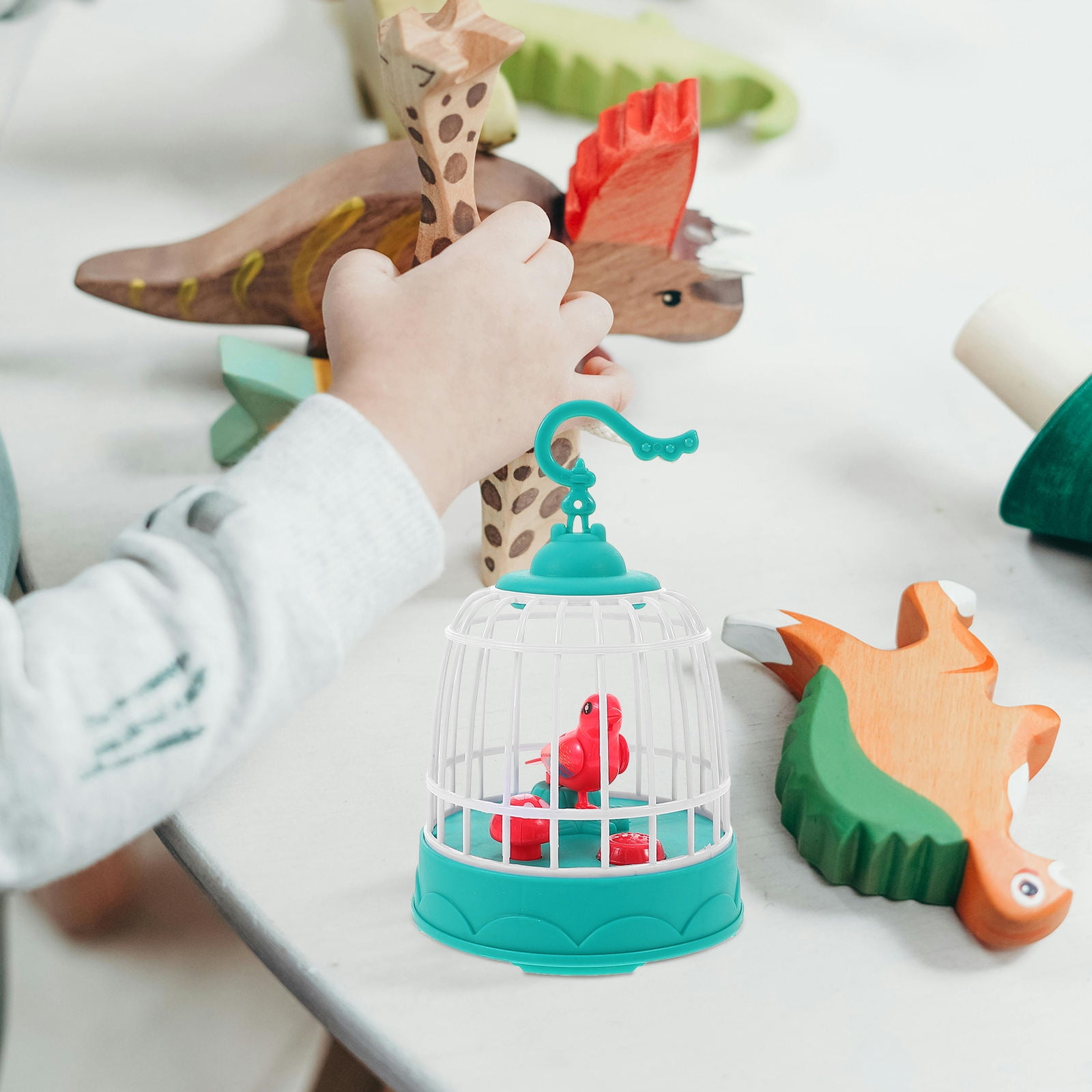 GOOHOCHY Singing And Chirping Bird Toy In Cage Realistic Sound ...