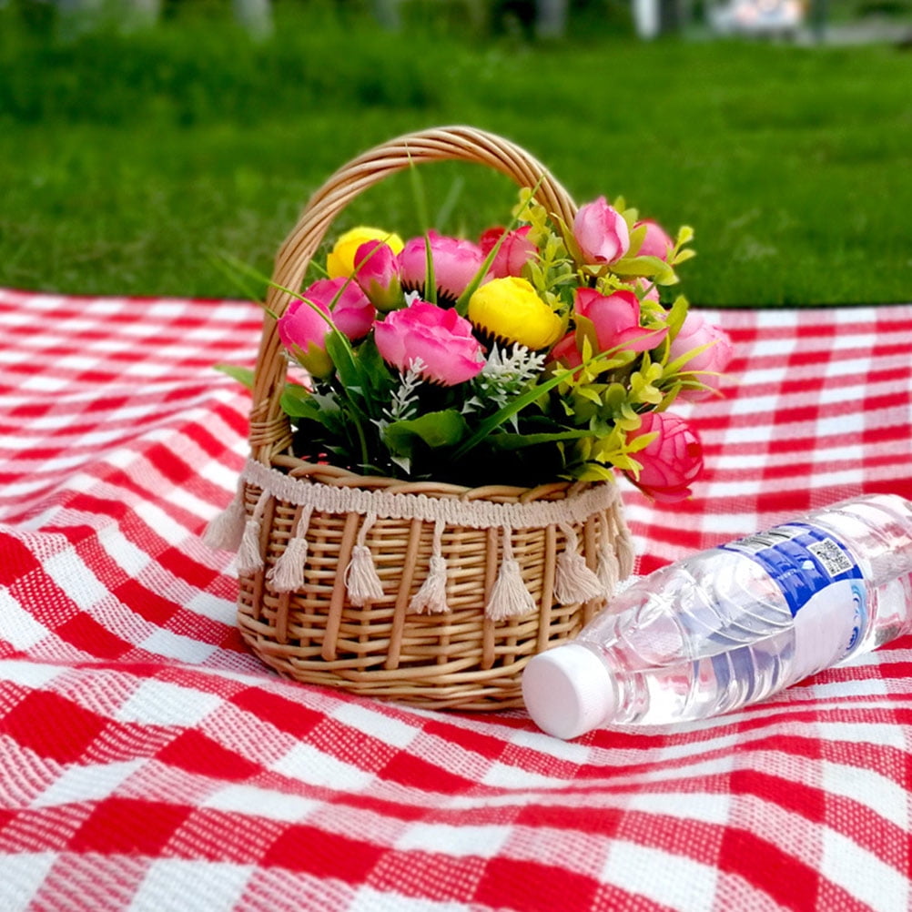 GOOHOCHY Small Picnic Basket Baskets for Organizing Macrame Wicker ...