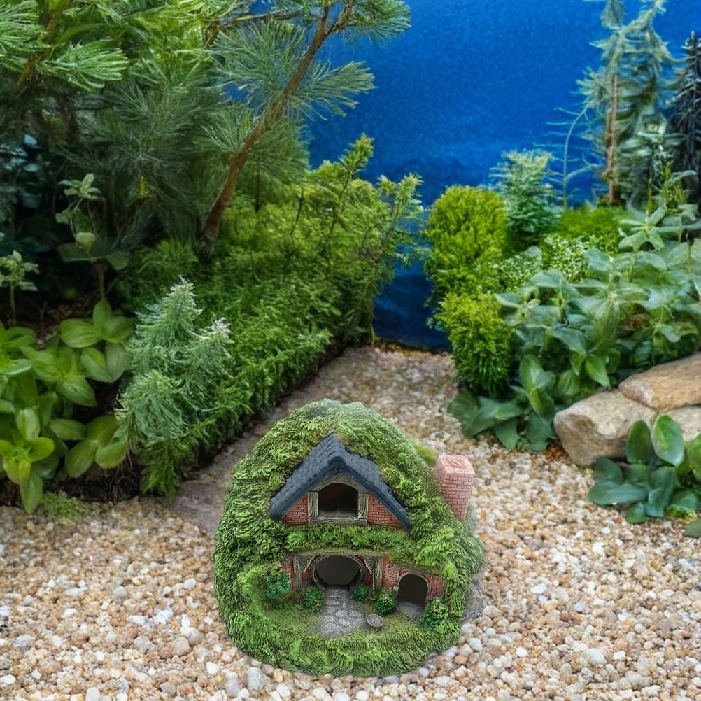 GOOHOCHY Small Resin House Figurine Aquarium Decoration Fish Hideout ...