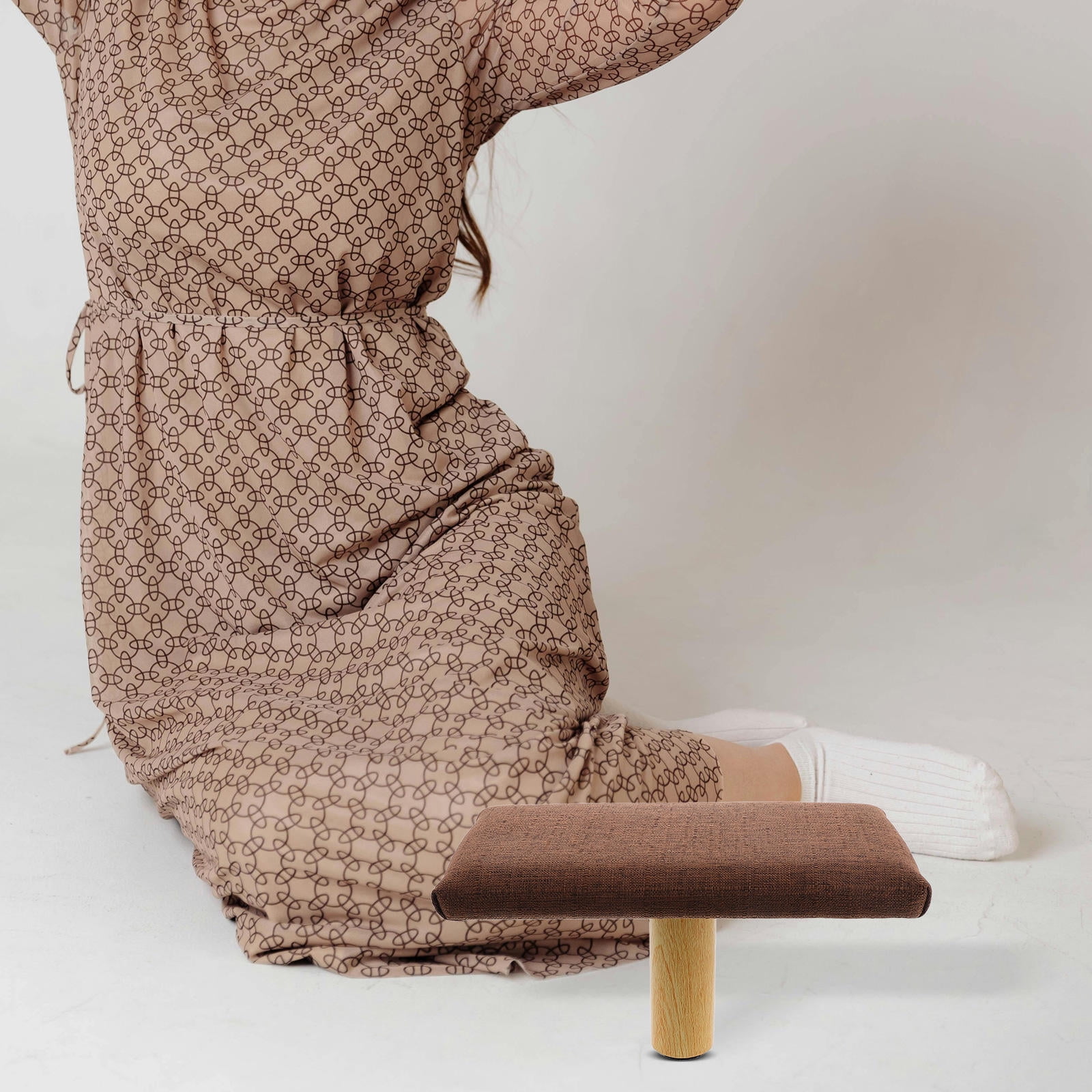 GOOHOCHY Small Wooden Yoga Stool with Soft Cushion Ergonomic Meditation ...