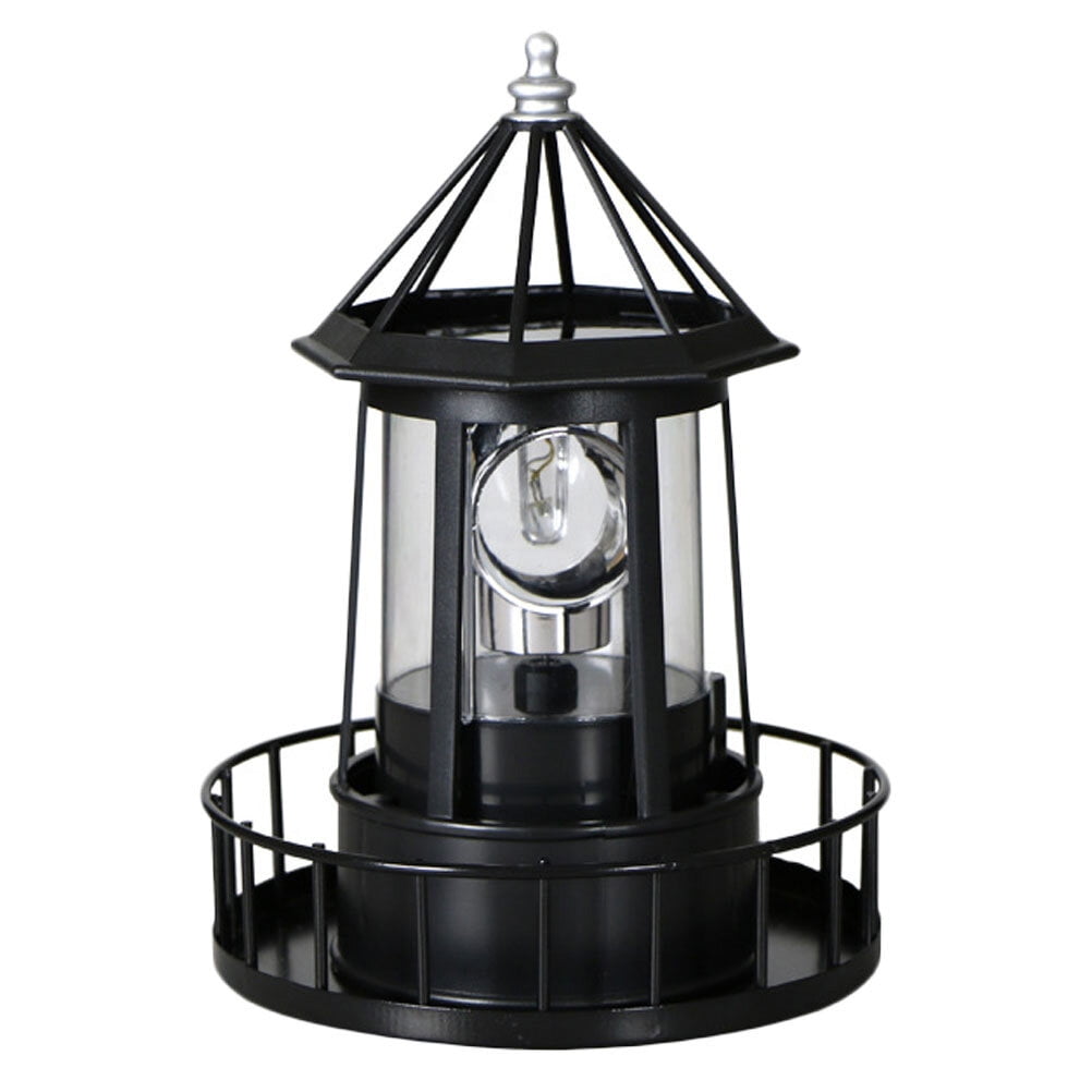GOOHOCHY Solar Lighthouse Lamp with Rotating Light for Outdoor Decor ...