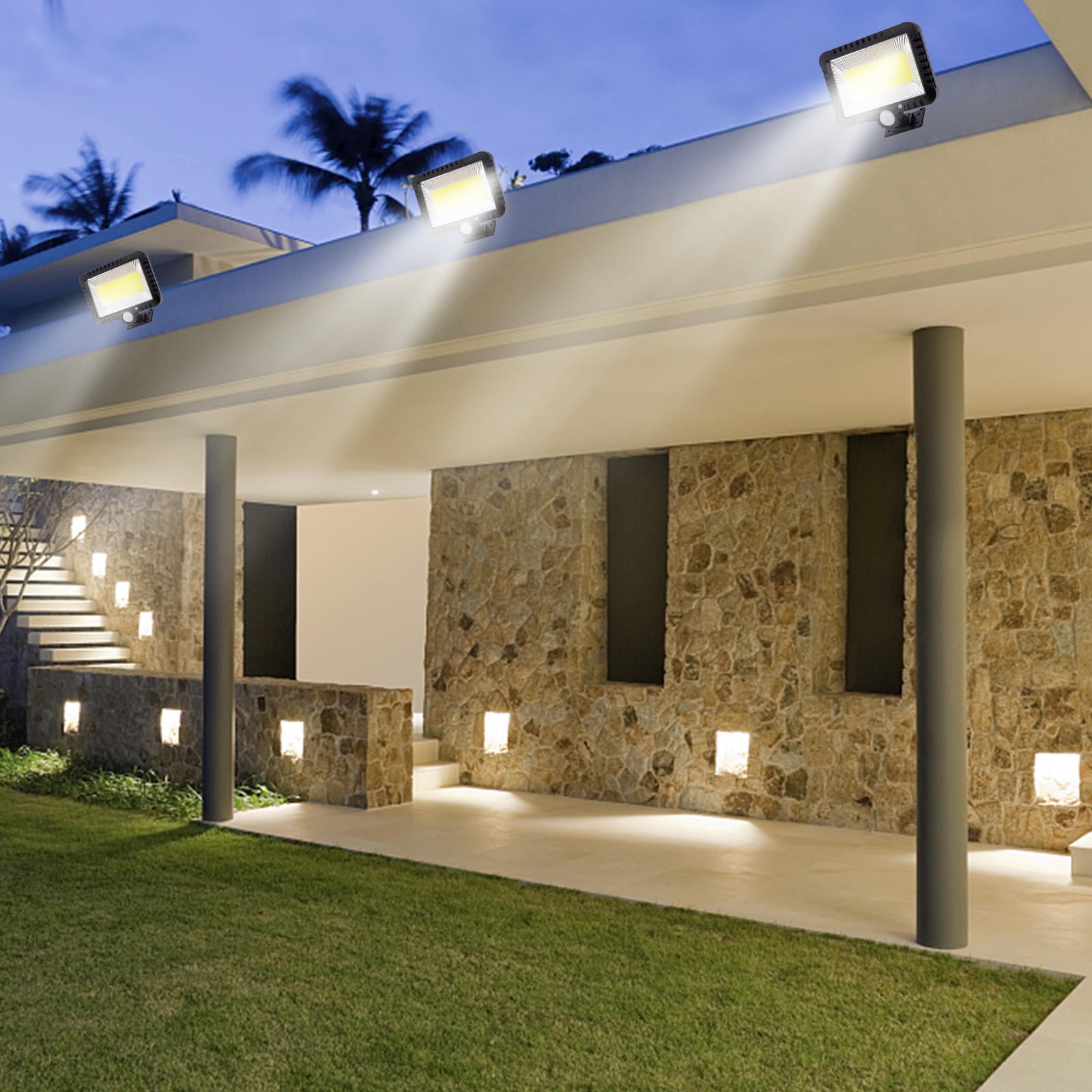 GOOHOCHY Solar Sensor Wall Lamp COB Split Outdoor IP65 Waterproof ...