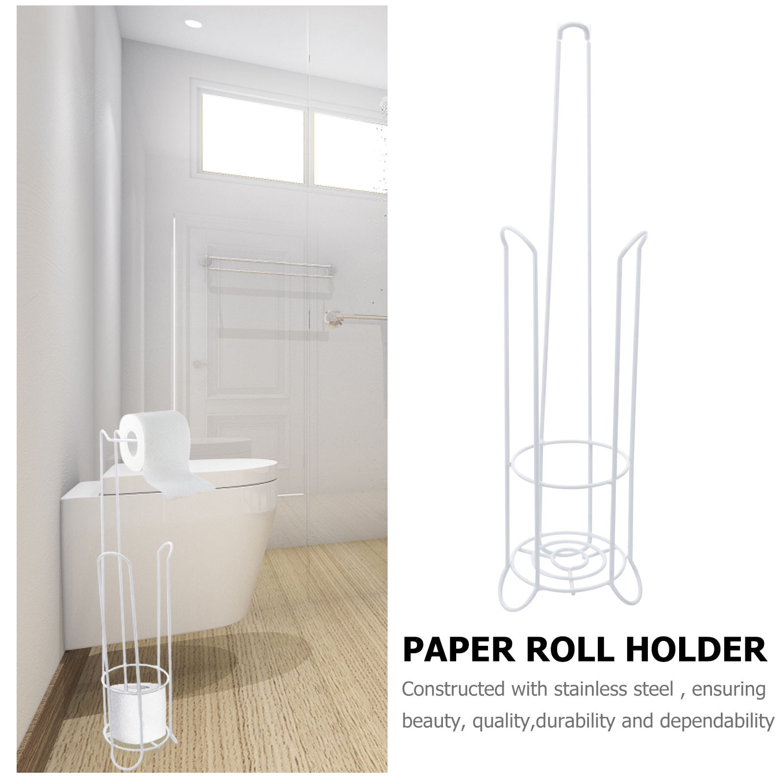 GOOHOCHY Stainless Paper Roll Holder Tissue Paper Stand for Bathroom ...