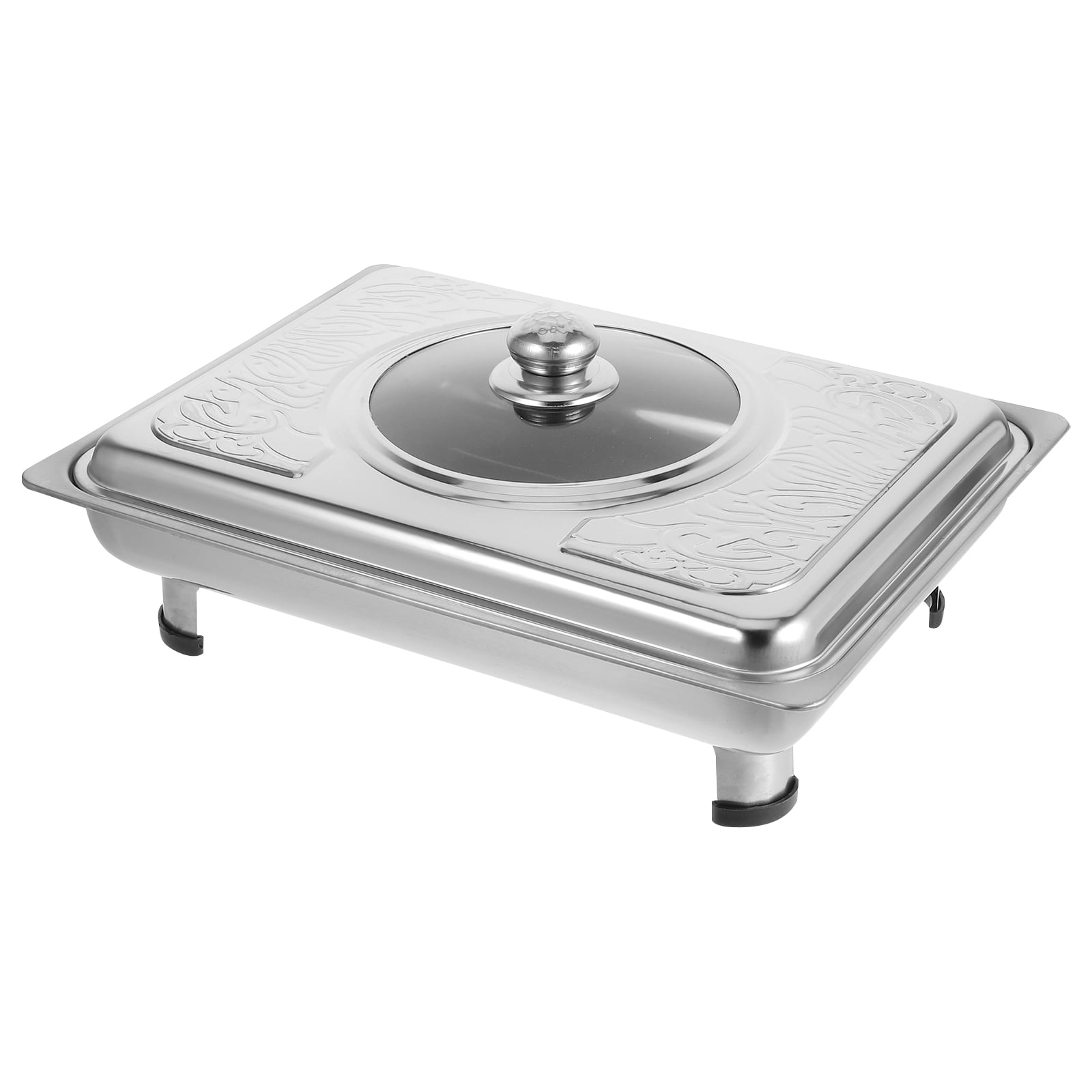 GOOHOCHY Stainless Steel Buffet Tray with Lid Rectangular Food Serving ...