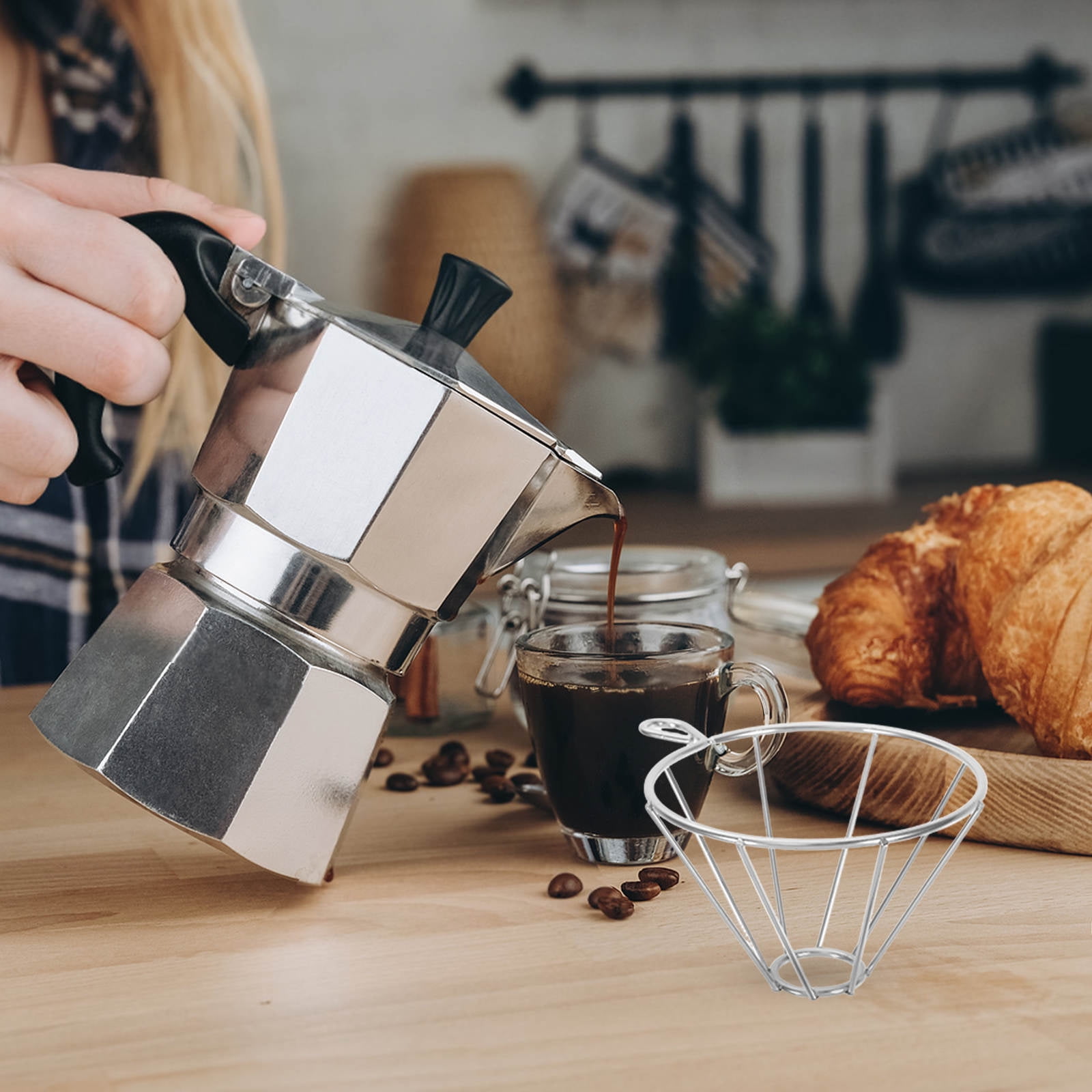 GOOHOCHY Stainless Steel Coffee Filter Funnel Coffee Drip Stand Paper ...