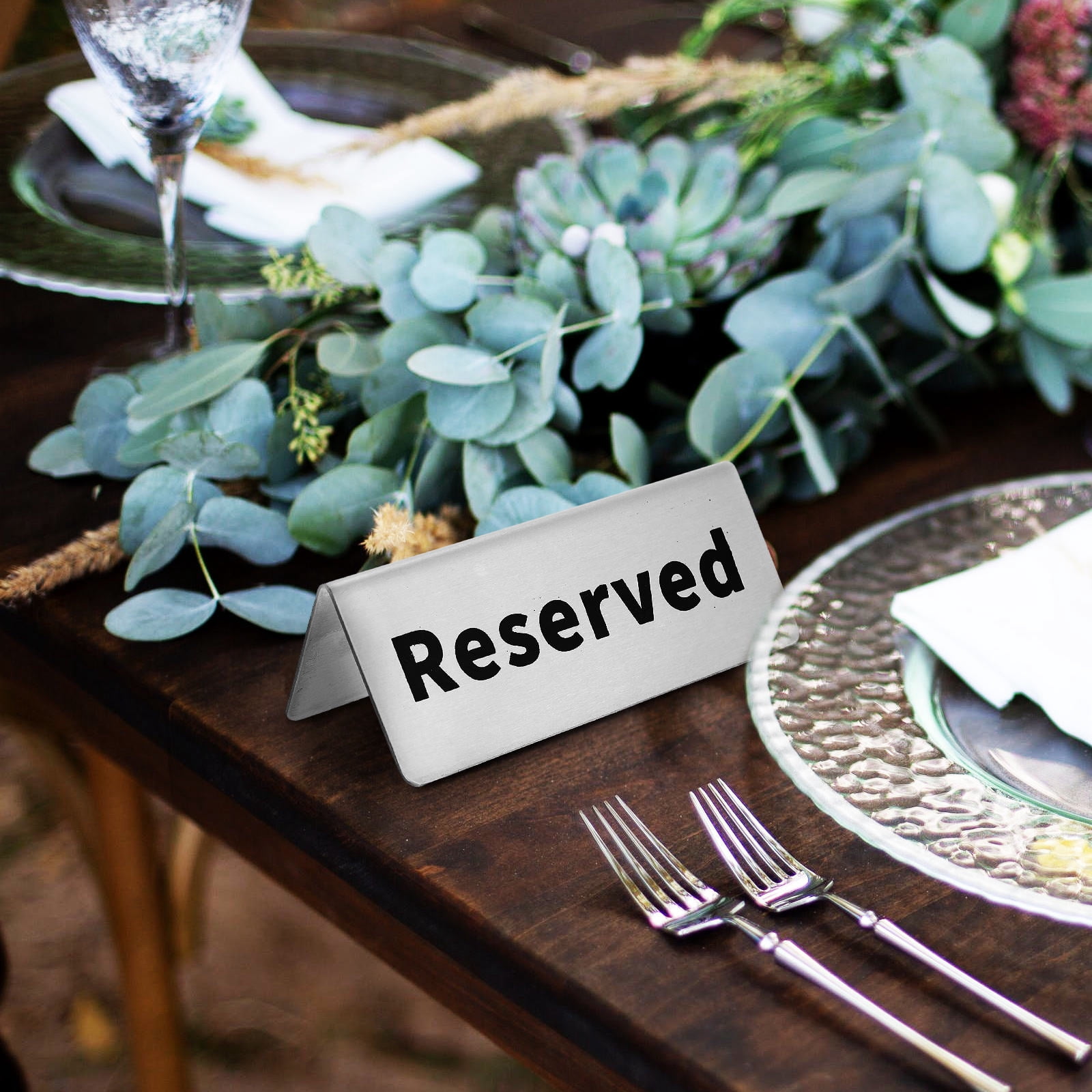 GOOHOCHY Stainless Steel Reserved Sign for Wedding and Daily Use Silver ...