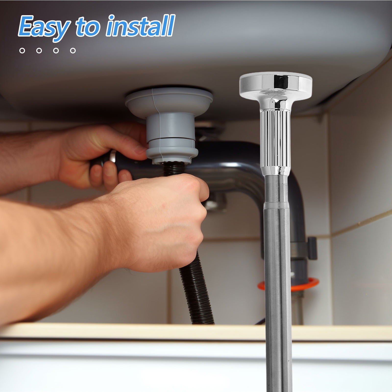 GOOHOCHY Stainless Steel Spring Tension Curtain Rod Adjustable Small ...