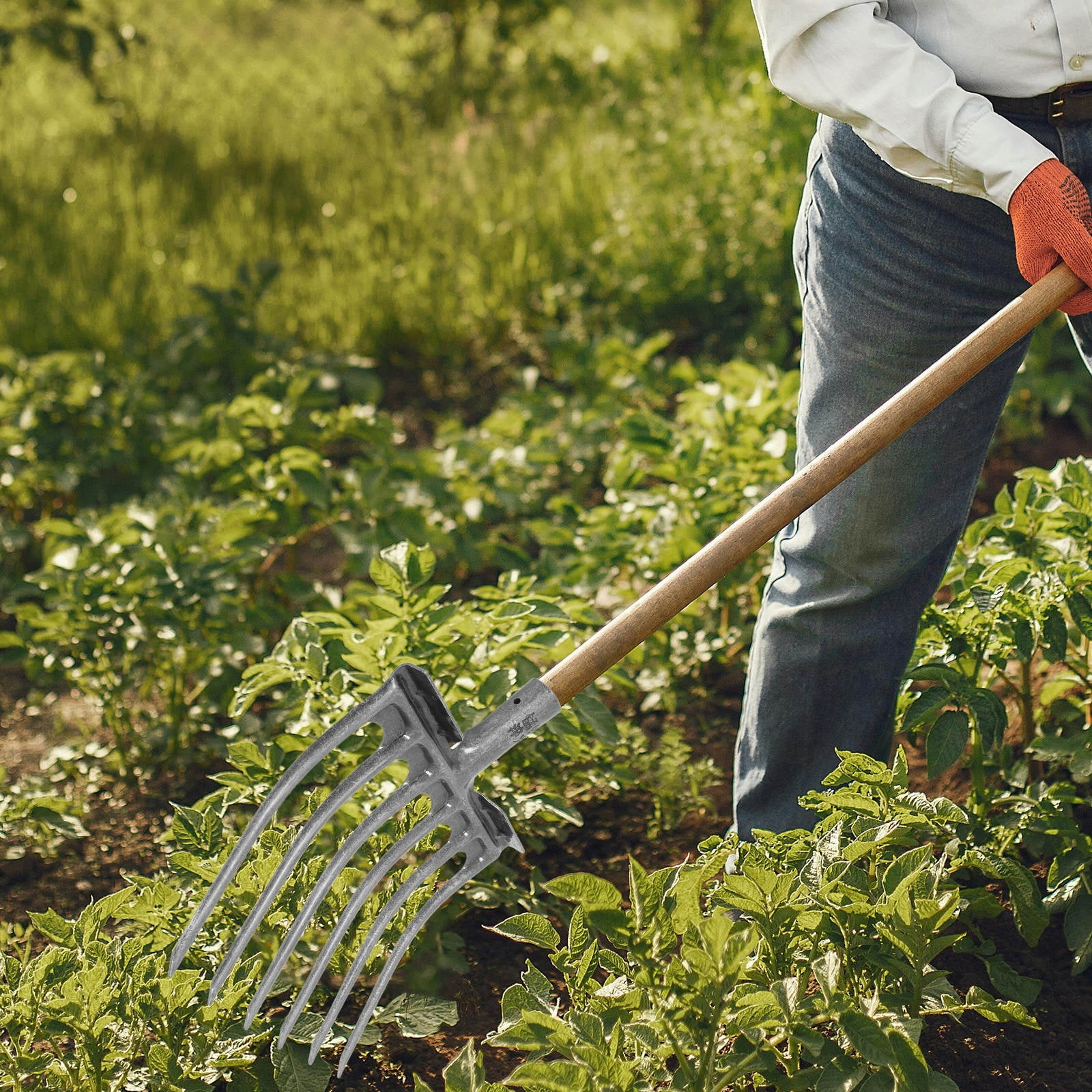 GOOHOCHY Steel Agricultural Fork Steel Plowing Fork Garden Rake Head ...