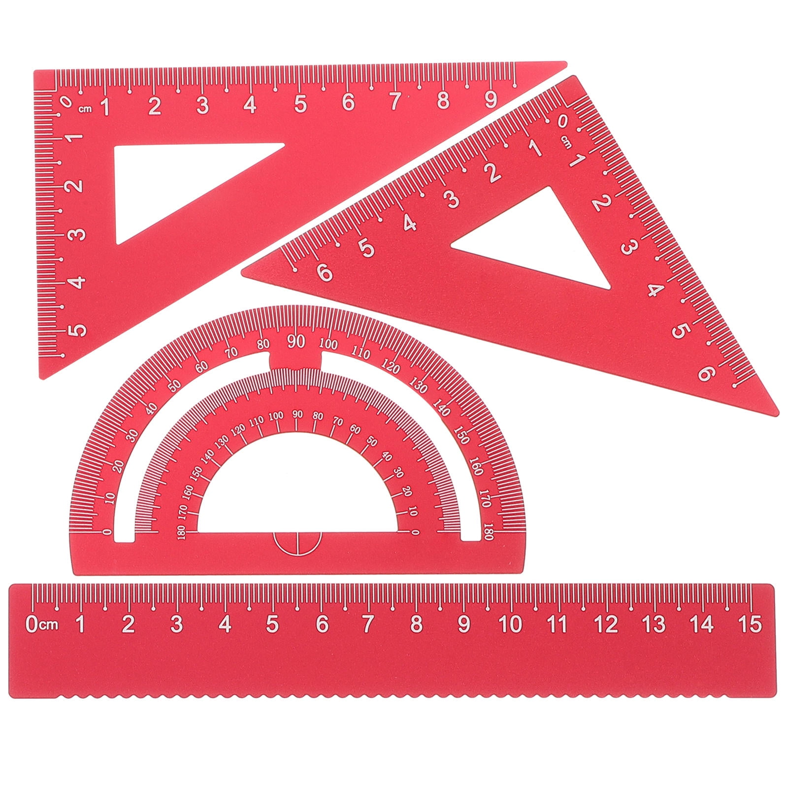 GOOHOCHY Steel Ruler Metal Ruler Set Pupils Ruler 16.00X2.40X0.20CM Red ...