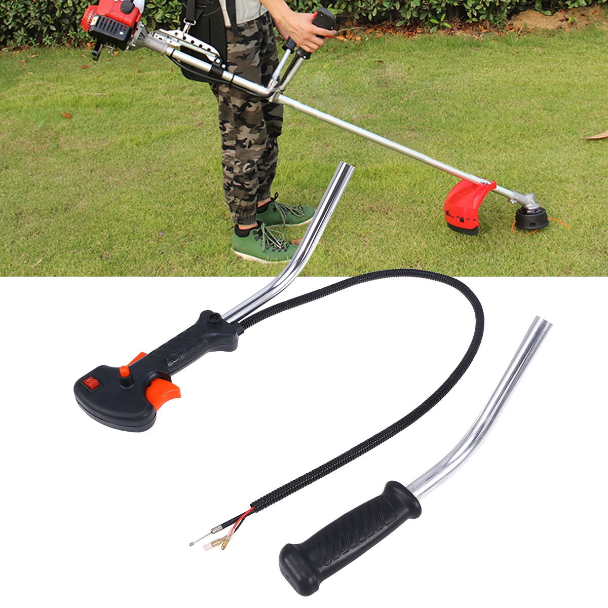 GOOHOCHY Strimmer Brush Cutter Tube Handle with Throttle Trigger Cable ...