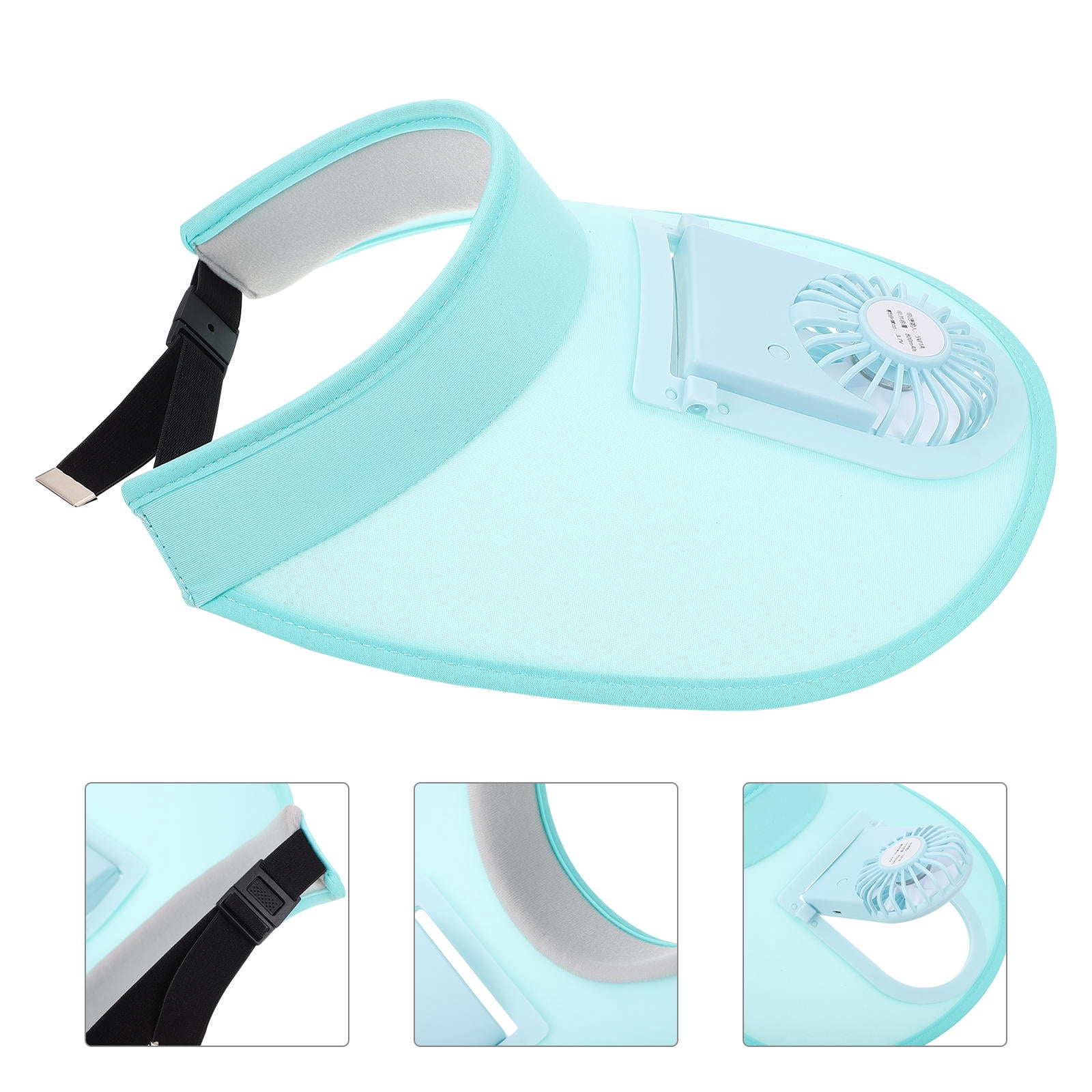 GOOHOCHY Sun Shade Portable Cooling Fan Visor Cap Kids Hats Child Green ...