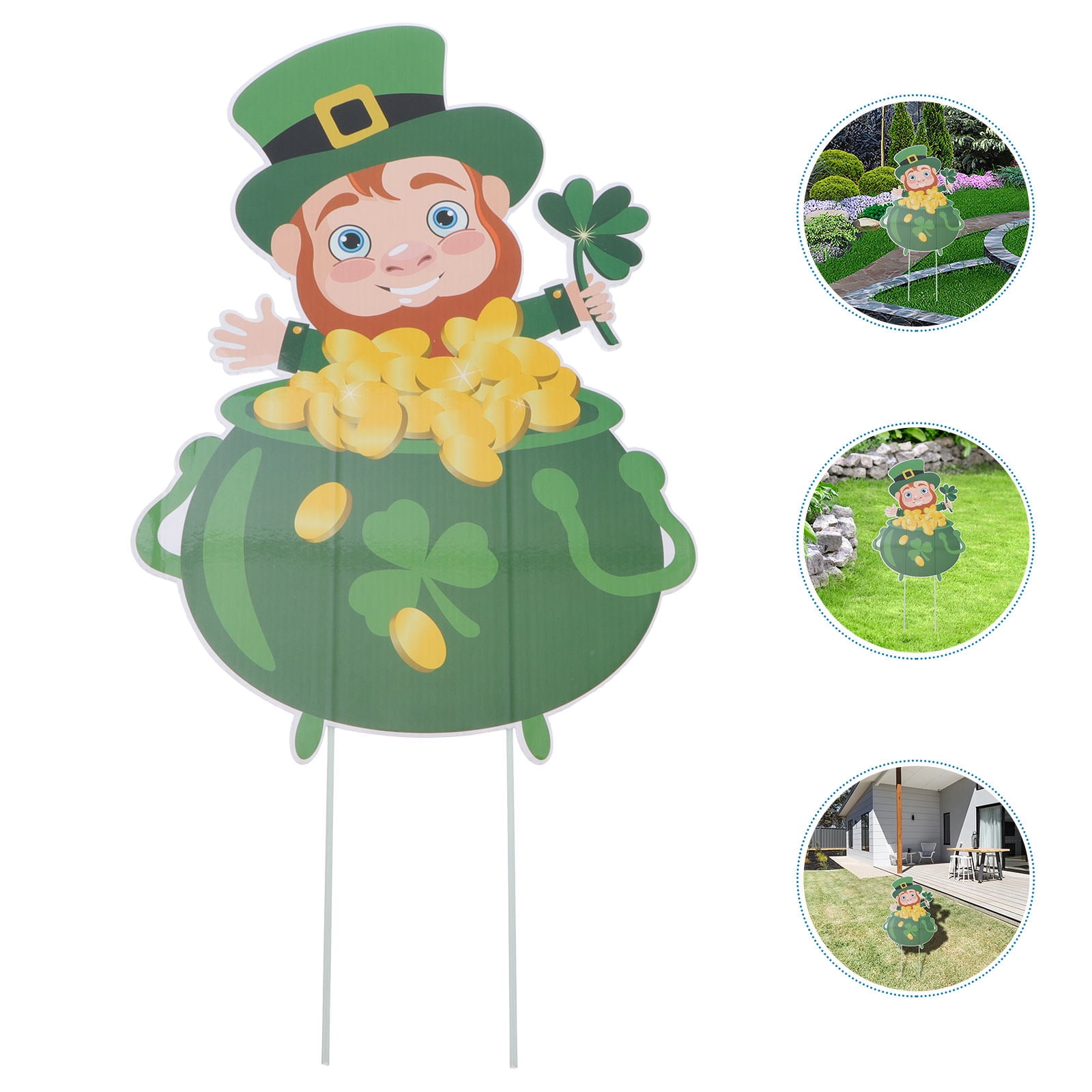 GOOHOCHY Terracotta Leprechaun Garden Stake Flag Yard Insert - Walmart.com