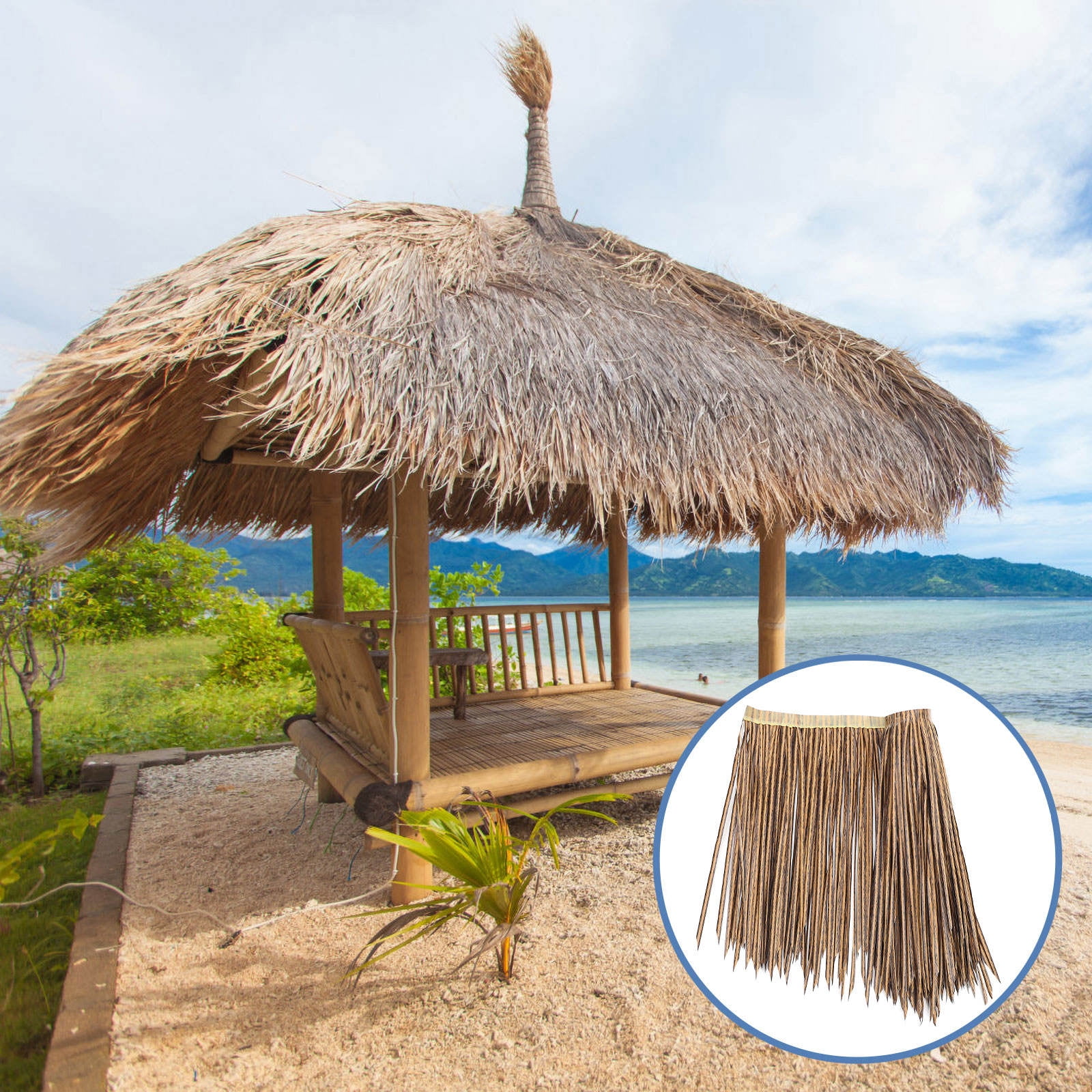 GOOHOCHY Tiki Hut Thatch Commercial Sign Wall Decoration Simulated Roof ...