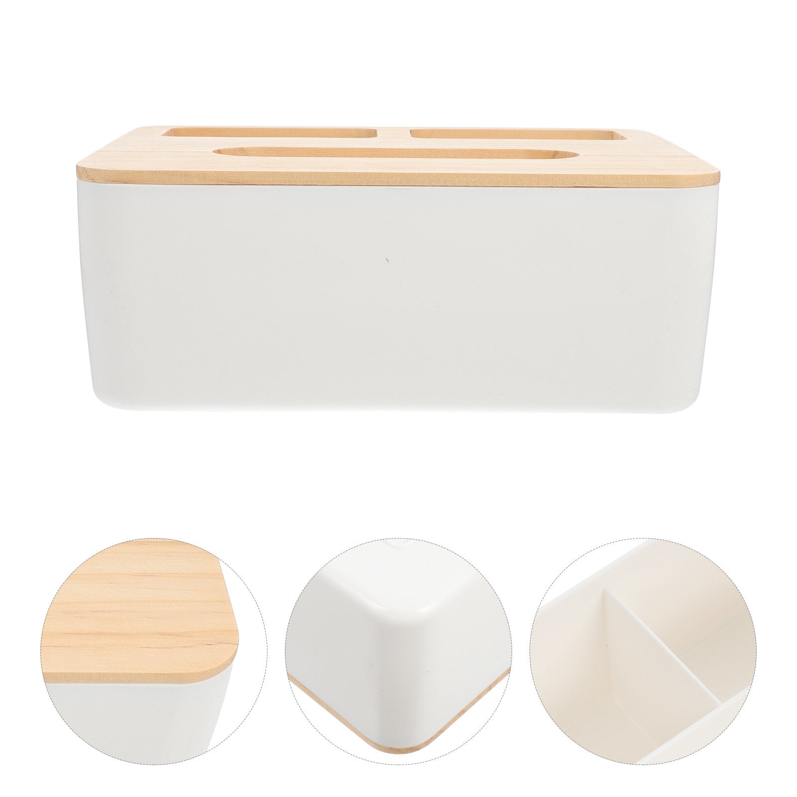 GOOHOCHY Tissue Rattan Solid Wood Storage Box Paper Napkin Container ...