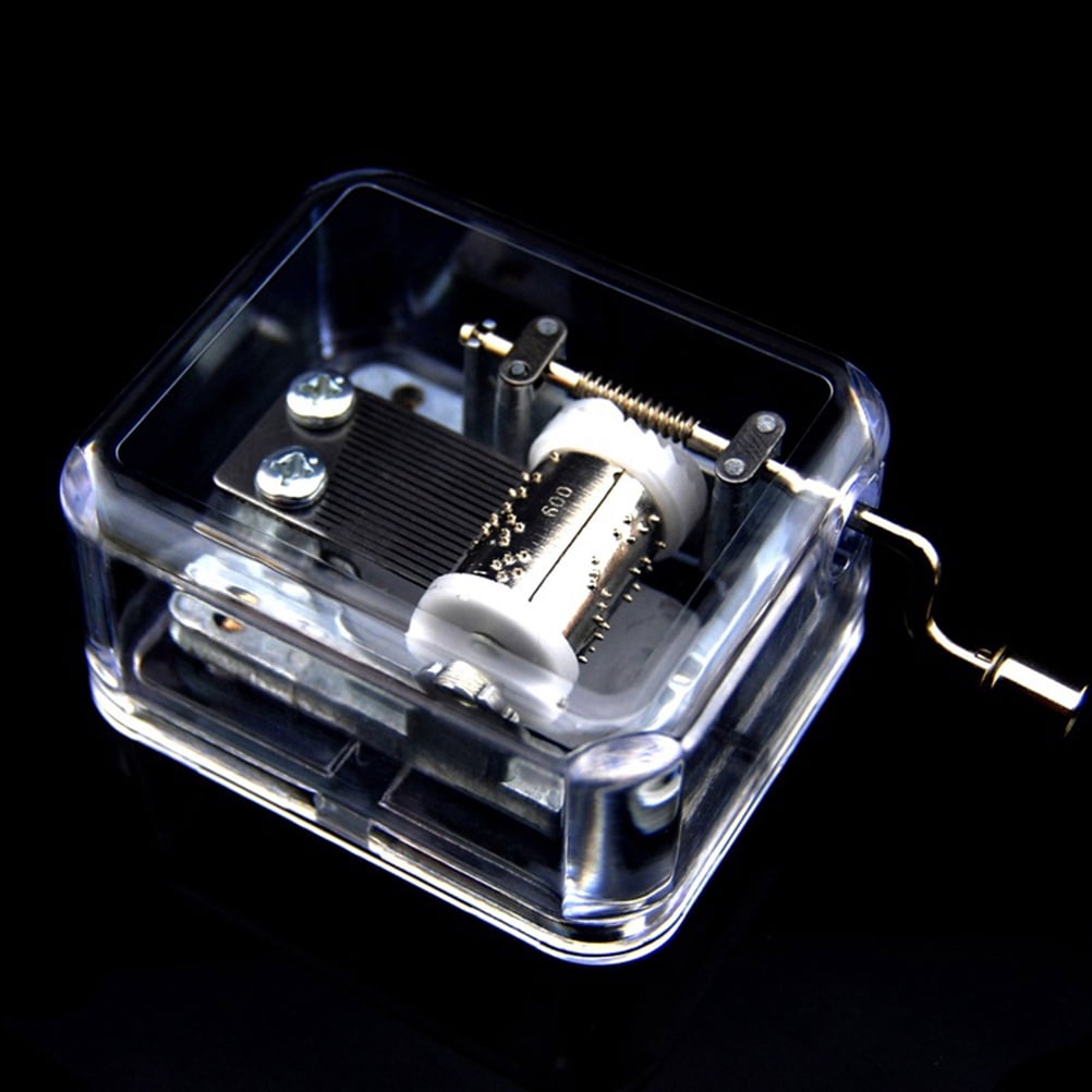 GOOHOCHY Transparent Acrylic Hand Crank Music Box Playing Castle in the ...