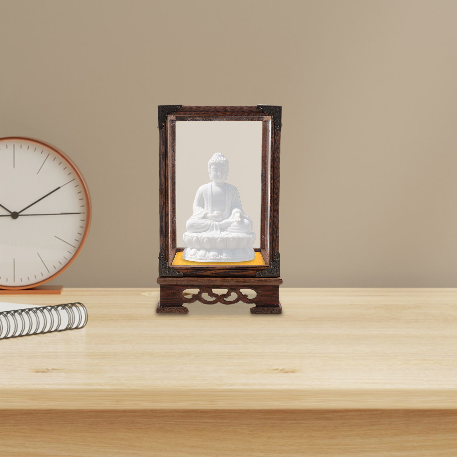 GOOHOCHY Transparent Glass Display Box Buddha Figurine Holder ...