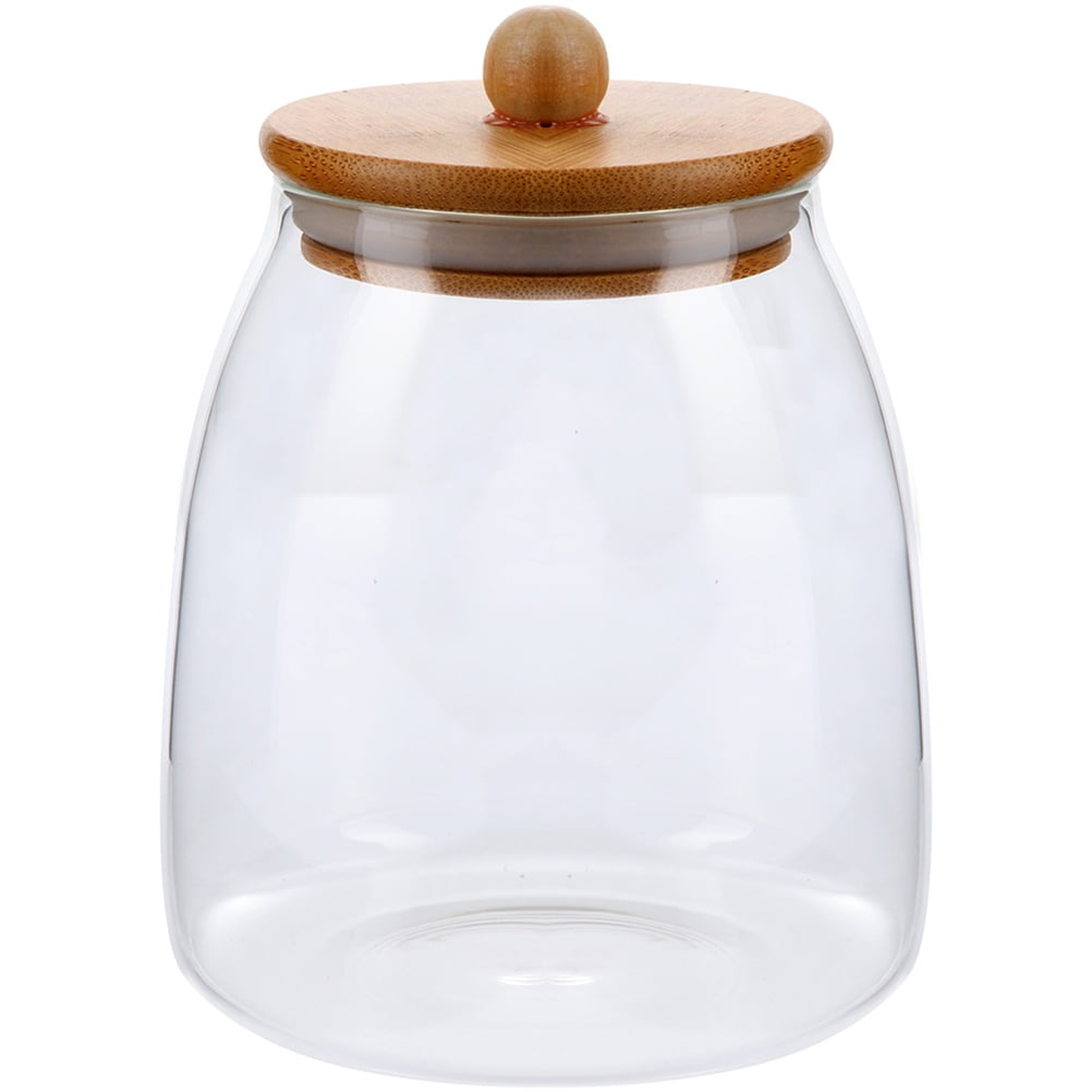 GOOHOCHY 1L Glass Storage Jar with Bamboo Lid, Transparent Container ...
