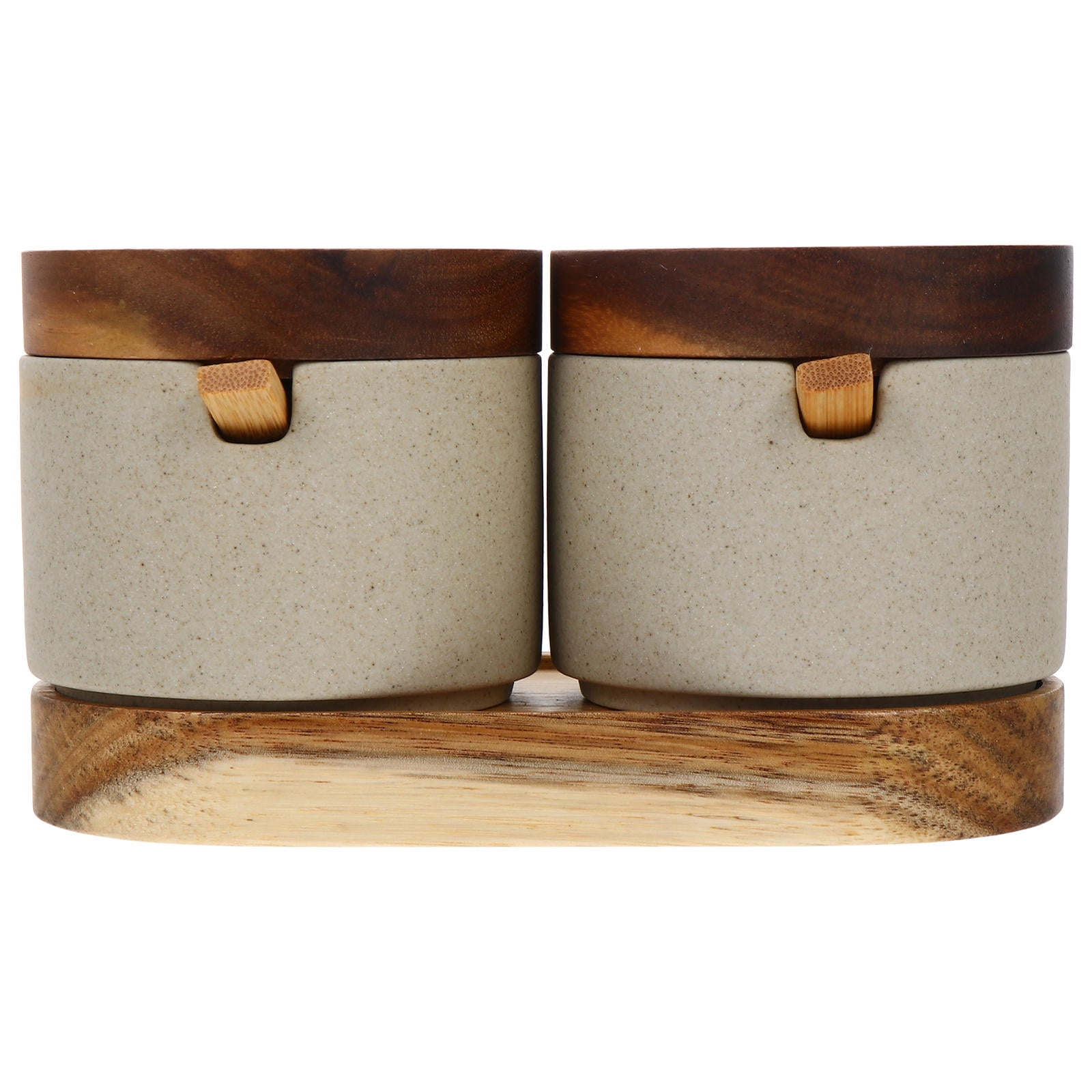 GOOHOCHY Two-piece Set of Seasoning Jars Condiments Containers Holder ...