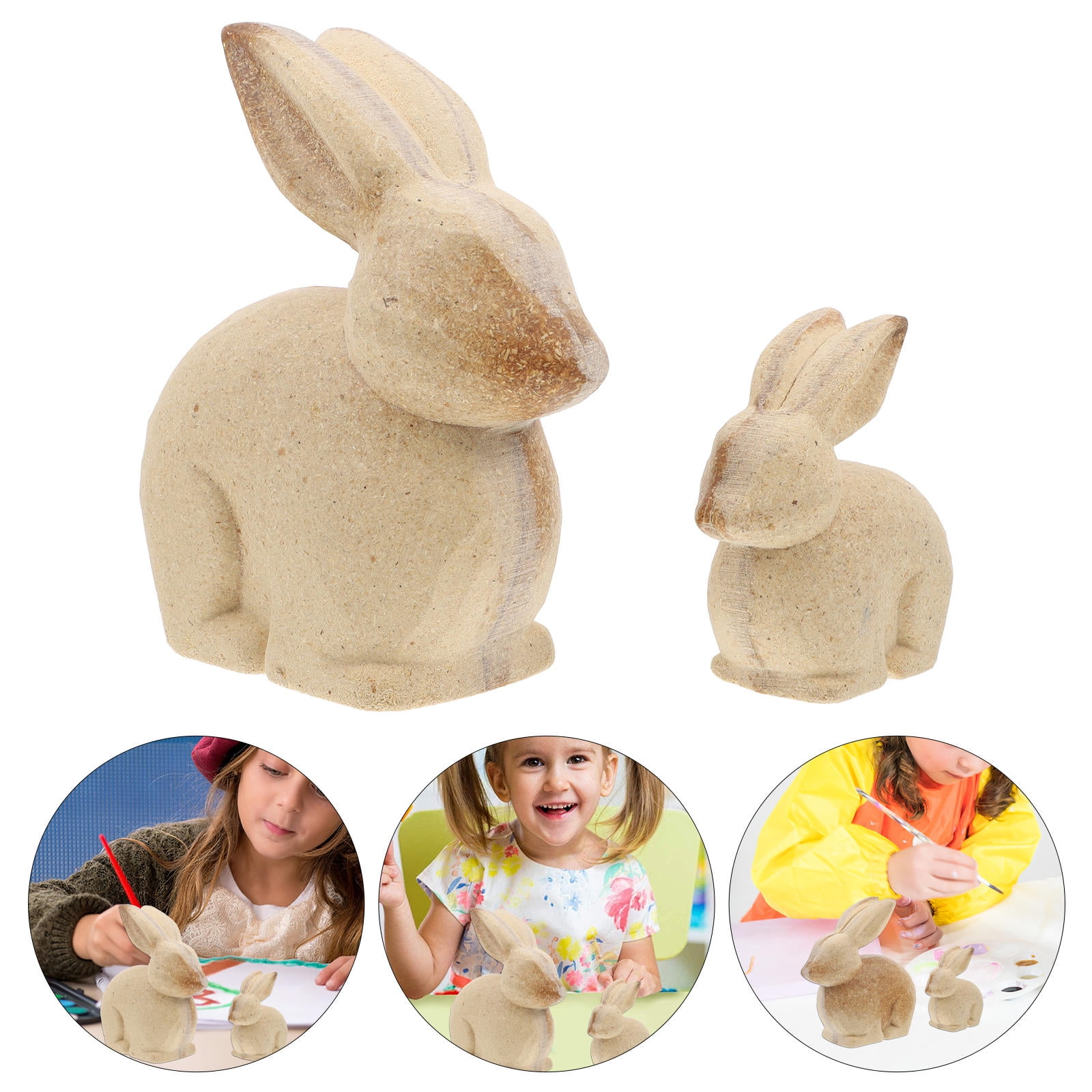 GOOHOCHY Unfinished Wood Bunny Rabbit Figurines For Diy Painting Rustic ...
