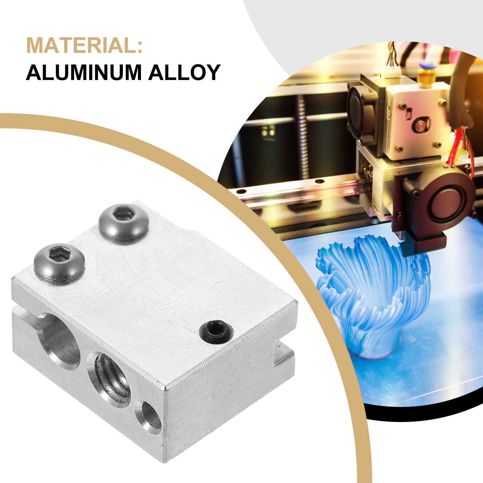 GOOHOCHY Use Heating Aluminum Block Hotend Pt100 Replacement Heat Block ...
