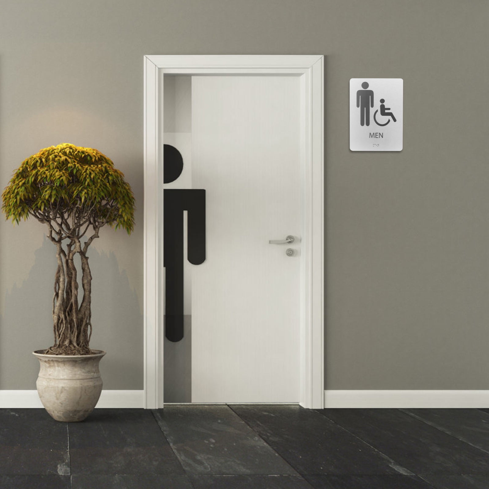 GOOHOCHY Useful Braille Bathroom Sign Business Restroom Sign Office ...