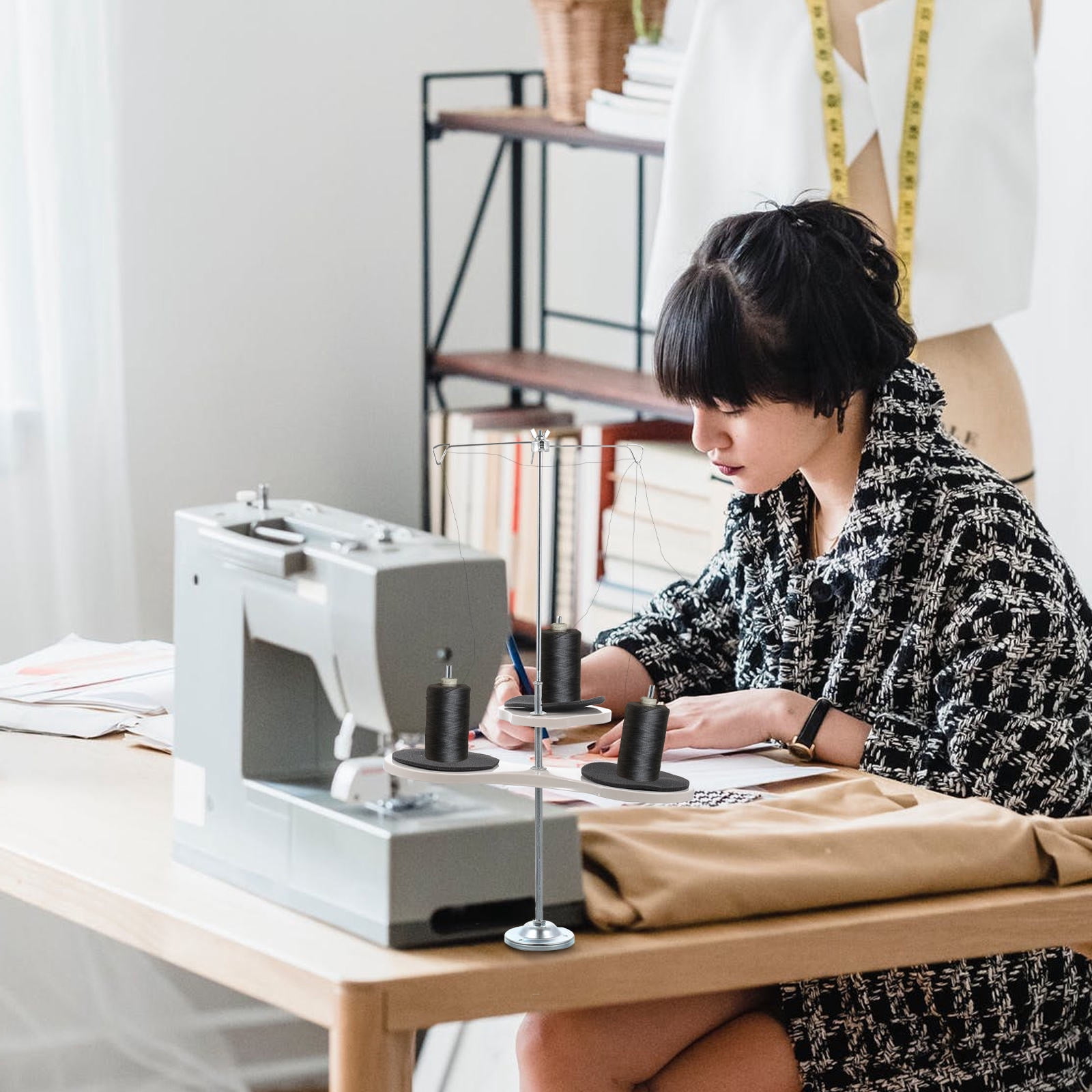 GOOHOCHY Variegated Thread for Sewing Machine 可调节线架 Heavy Duty Stand ...