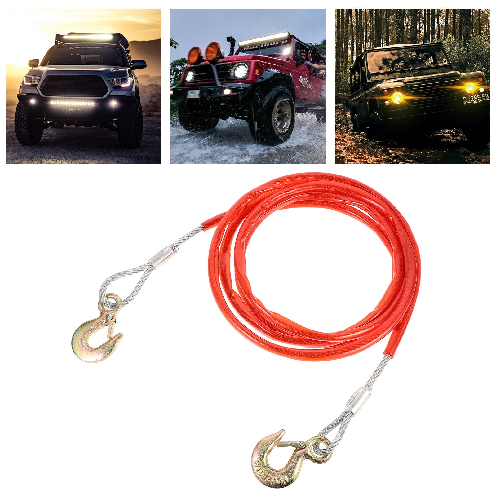 GOOHOCHY Vehicle Trailer Rope Car Winch Pulling Tow with Hooks Traction ...