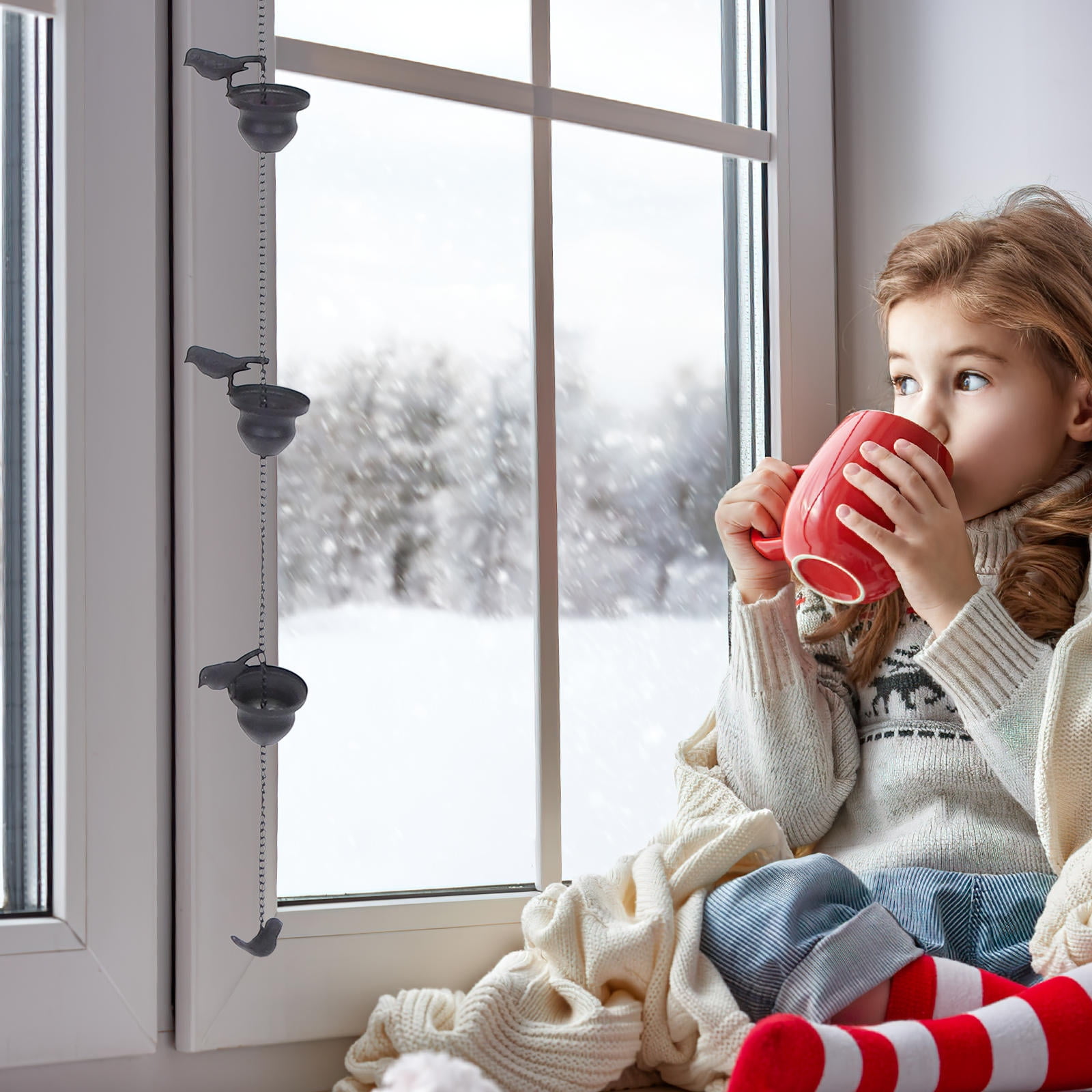 GOOHOCHY Vintage Iron Bird Rain Chain Gardens Rainwater Diverter ...