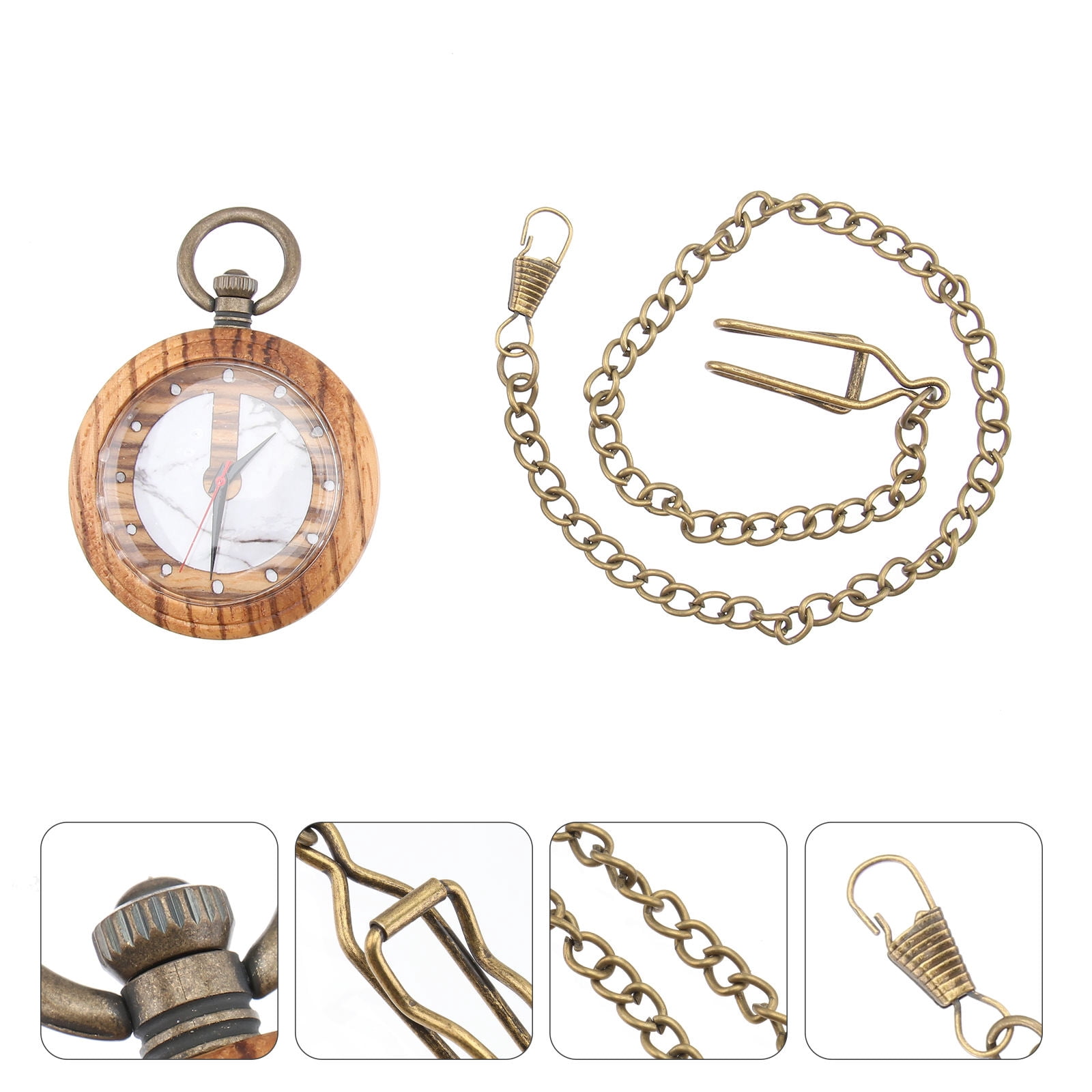 GOOHOCHY Vintage Quartz Pocket Watch with Glass Light Brown for Daily ...
