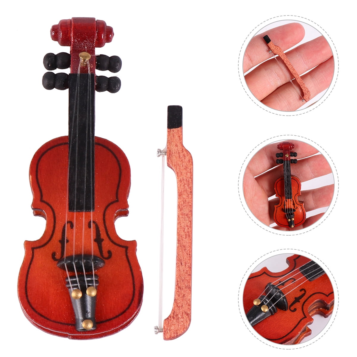 GOOHOCHY Violin Model Doll House Accessories Small Mini Violins Brown ...