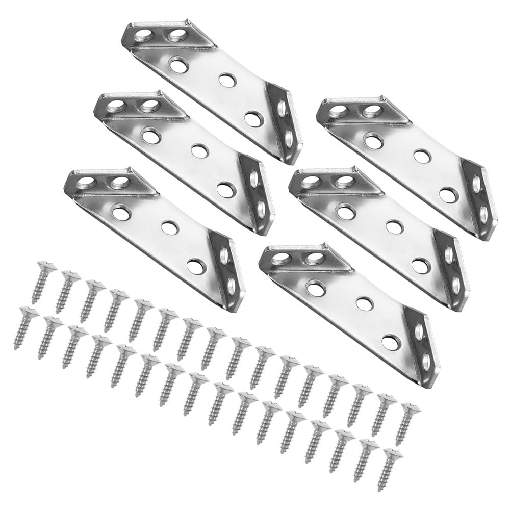GOOHOCHY WORGEOUS 12pcs Furniture Corner Brackets with Screws Stainless ...