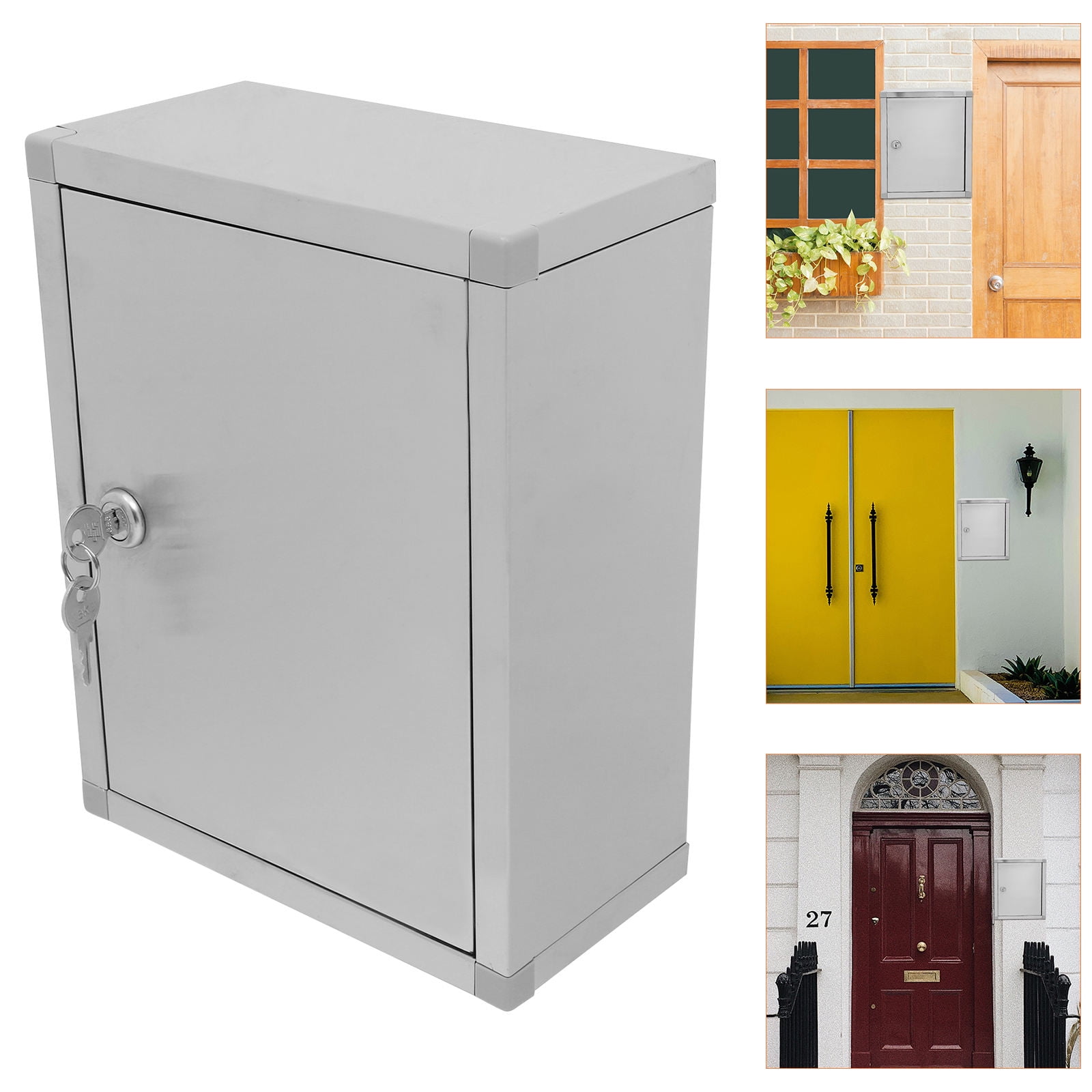 FUTUREORYY Small Lockable Storage Box Silver Stainless Steel 1Pack ...