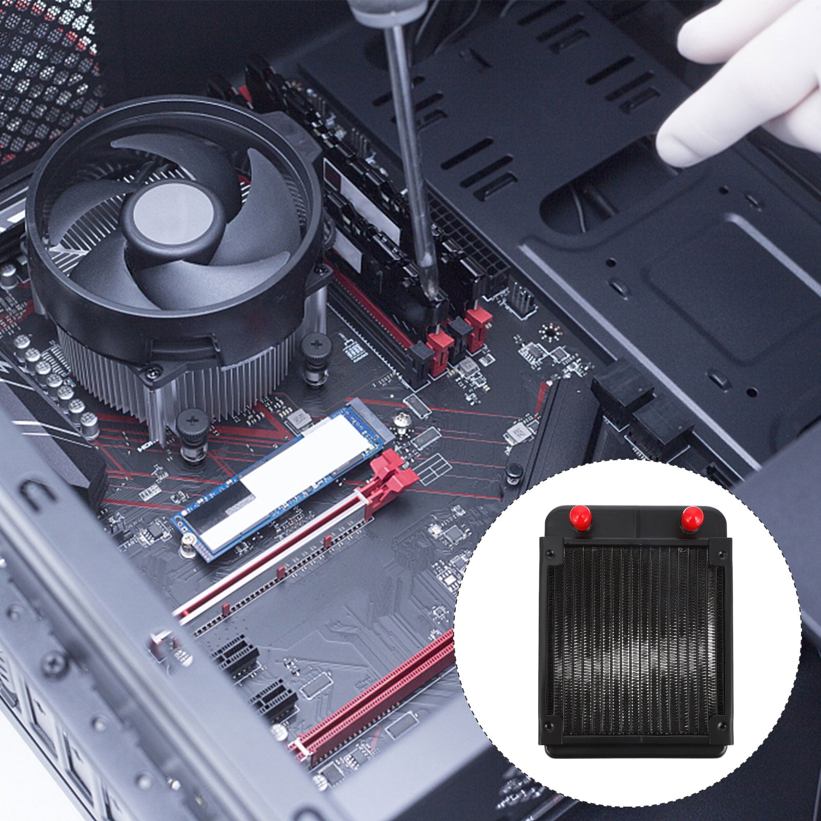 GETAJGHSD GooHochy Black Aluminum U-shaped Fins CPU Water Cooling Heat ...