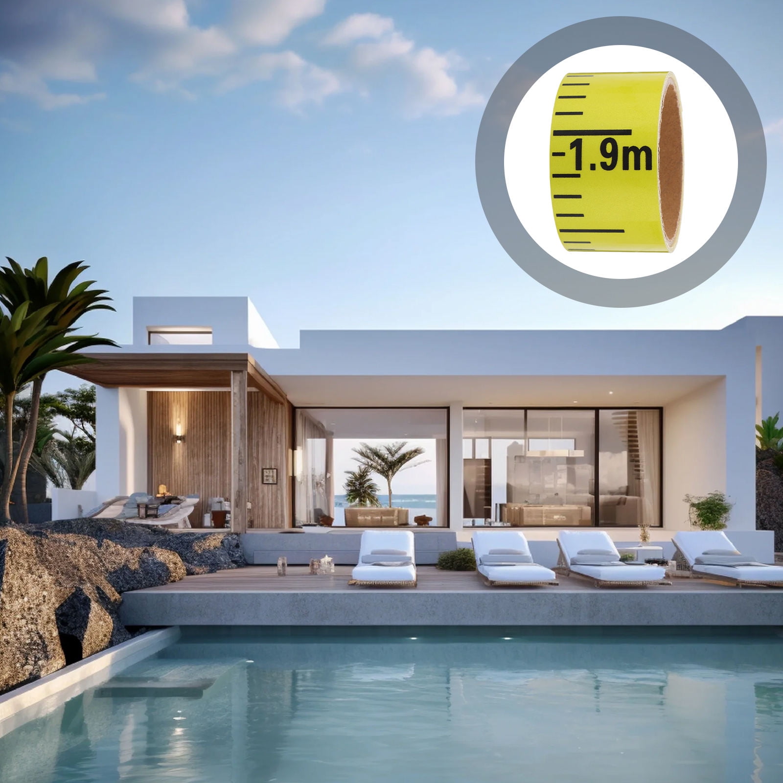 GOOHOCHY Water Level Measuring Sticker Tool Water Level Indicator Pool ...