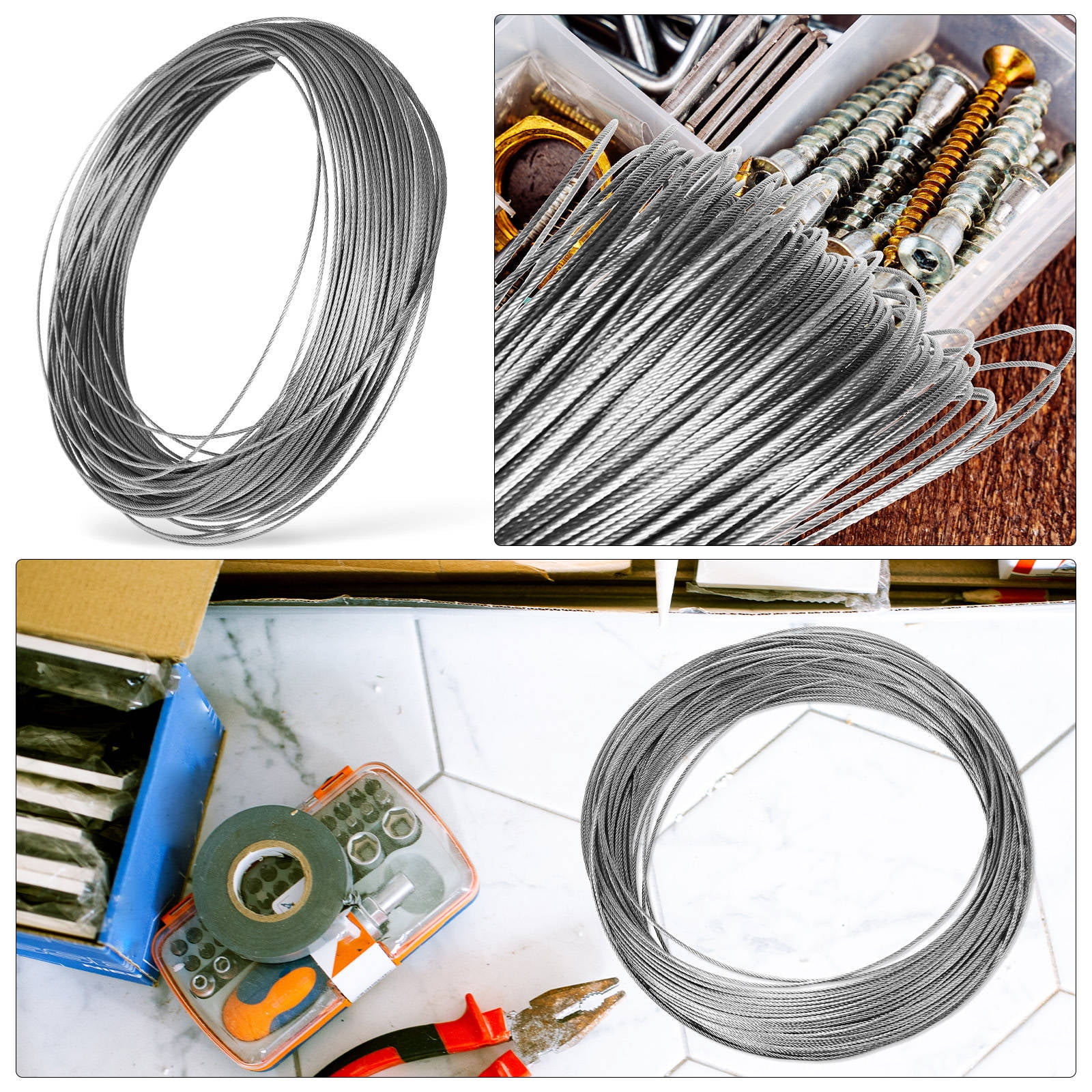 GOOHOCHY Wire Rope Wire Cable Rope with Oval Aluminum Sleeves for Diy ...