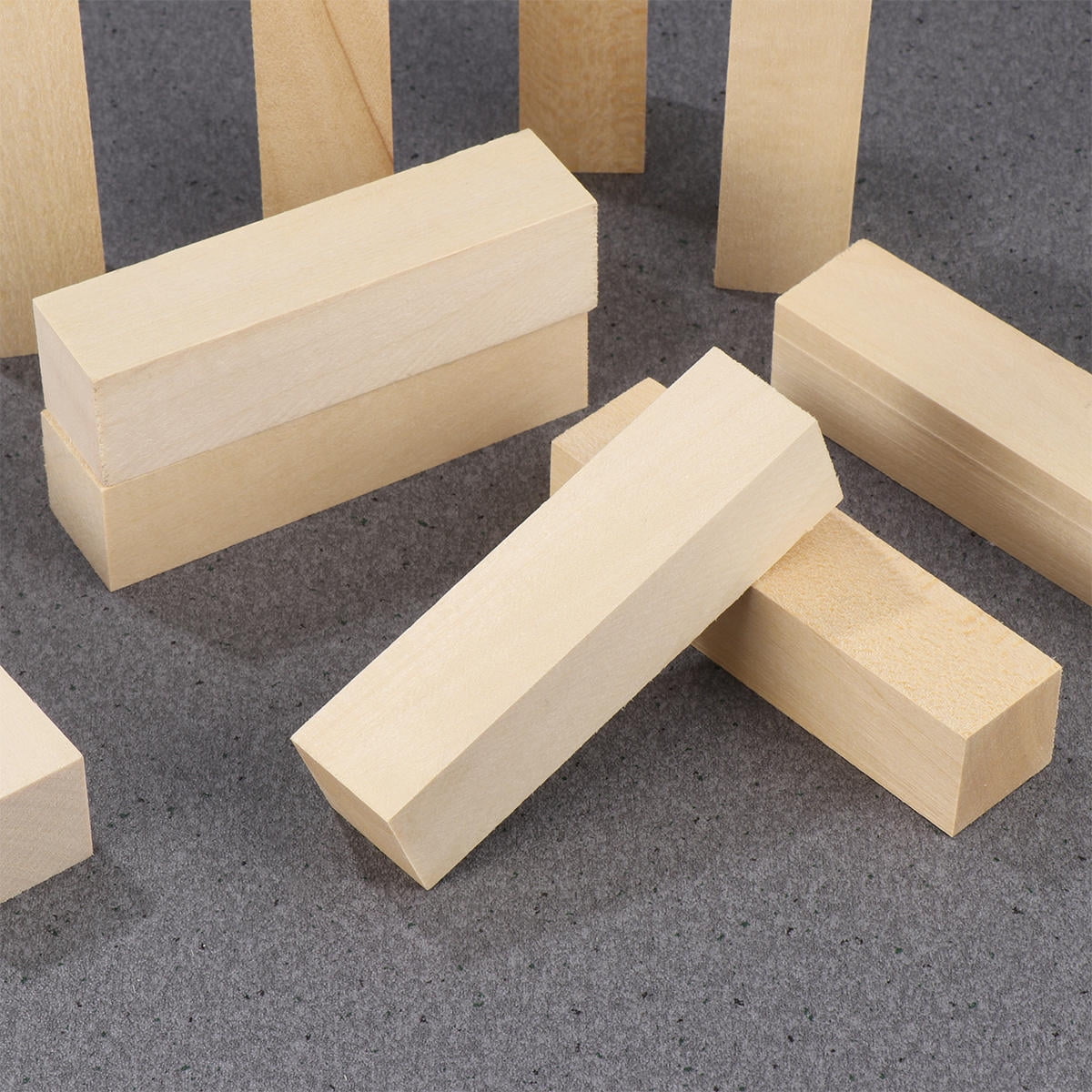 GOOHOCHY Wood Block Small Poplar Basswood Blocks Kit Popsicle Sticks ...