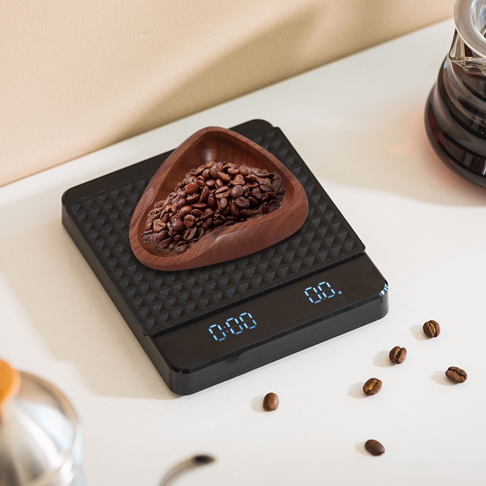 GOOHOCHY Wooden Coffee Bean Vessel Coffee Bean Dosing Tray Shop Coffee ...