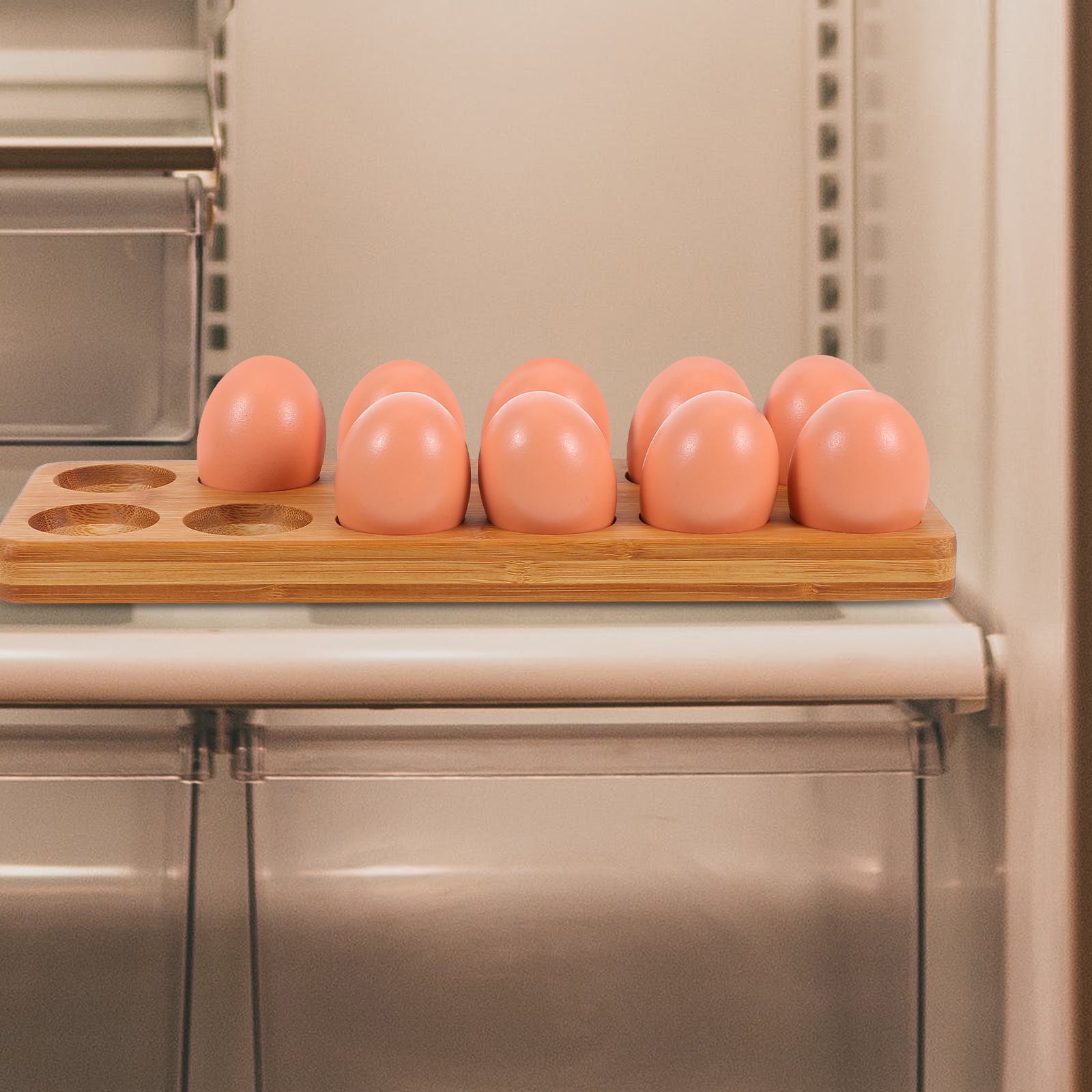 GOOHOCHY Wooden Egg Holder 12 Holes Fresh Eggs Tray Eggs Storage Plate ...