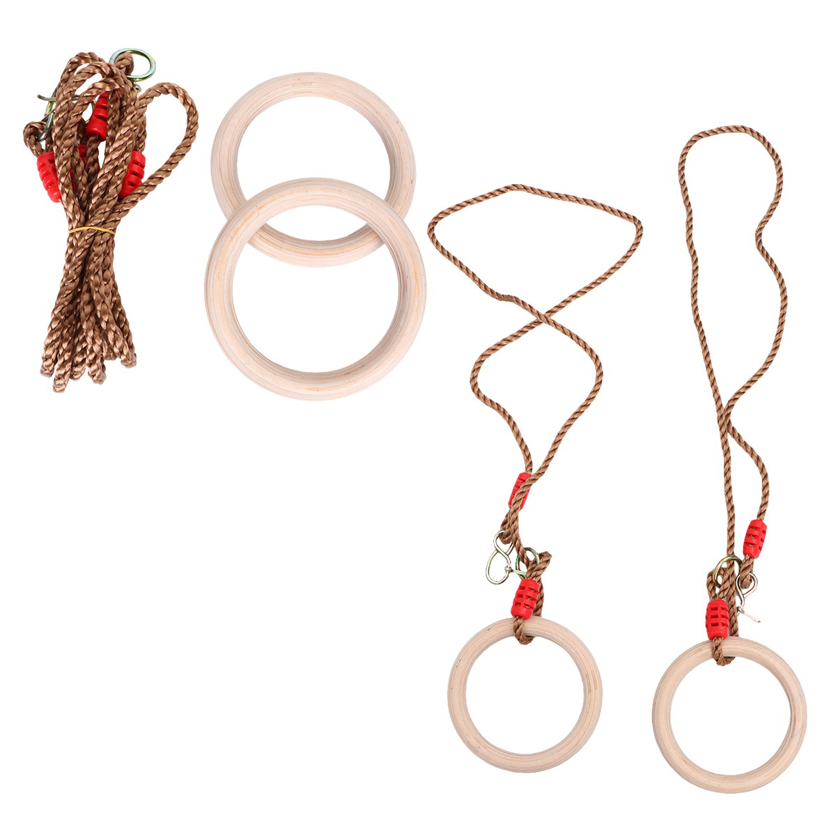 GOOHOCHY Wooden Gymnastic Rings for Full Body Workout with Smooth ...