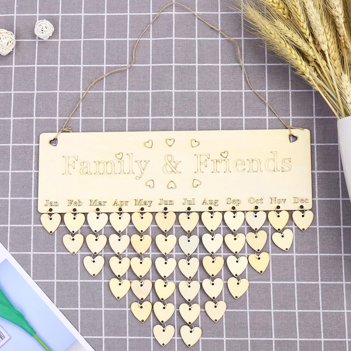GOOHOCHY Wooden Hanging Calendar with Khaki Plastic Design for Birthday ...