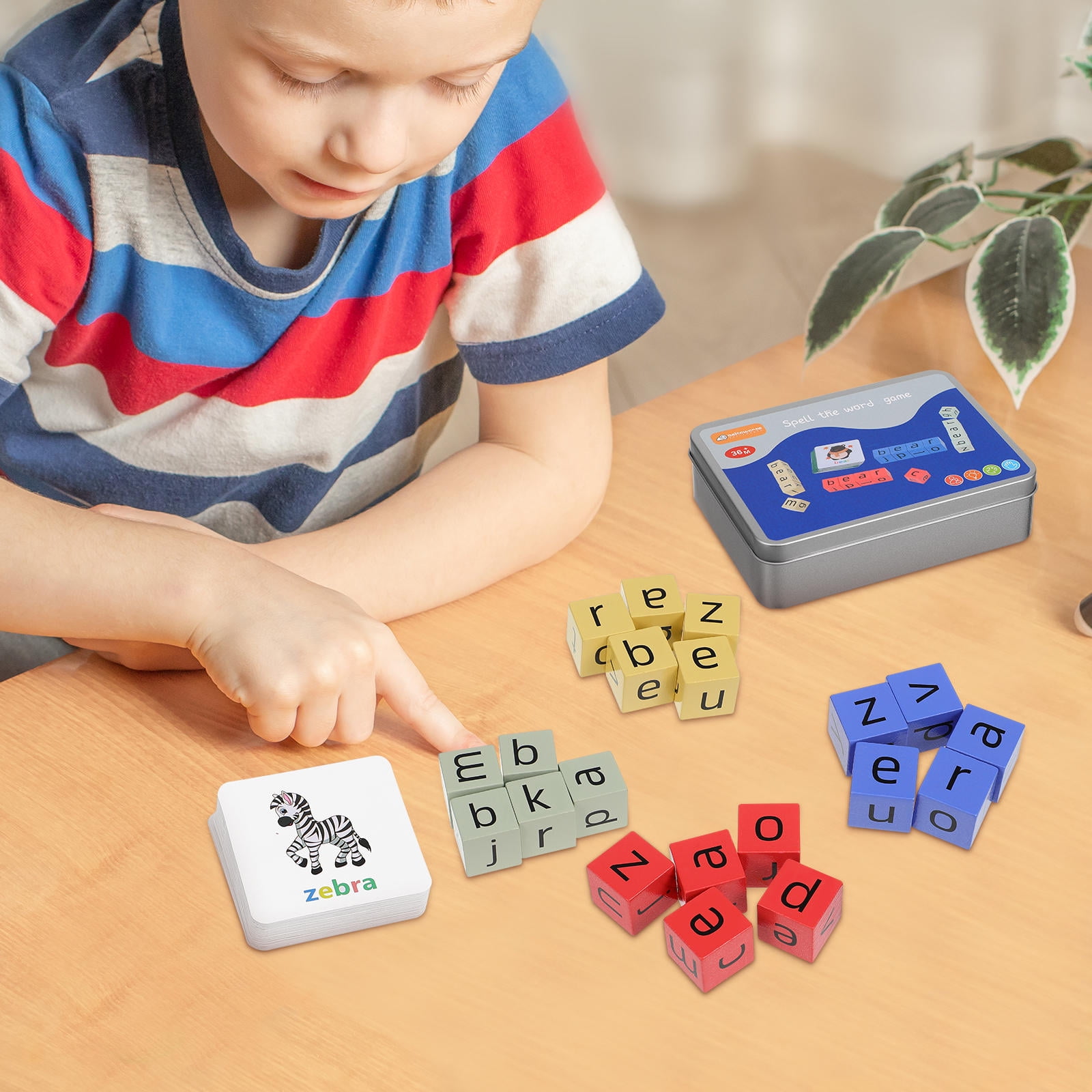 GOOHOCHY Wooden Spelling Blocks for Kids with to Build Words and ...