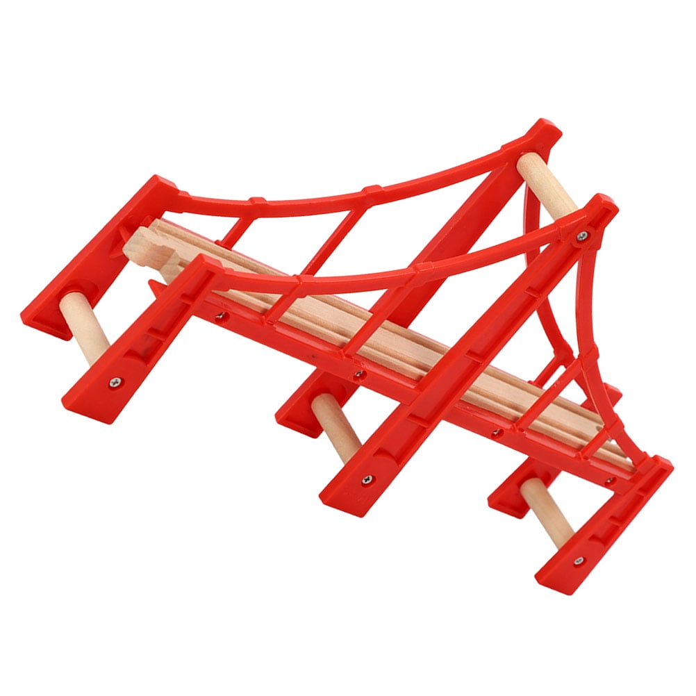 GOOHOCHY Wooden Toy Train Bridge for Kids Playing Red Color Safe and ...