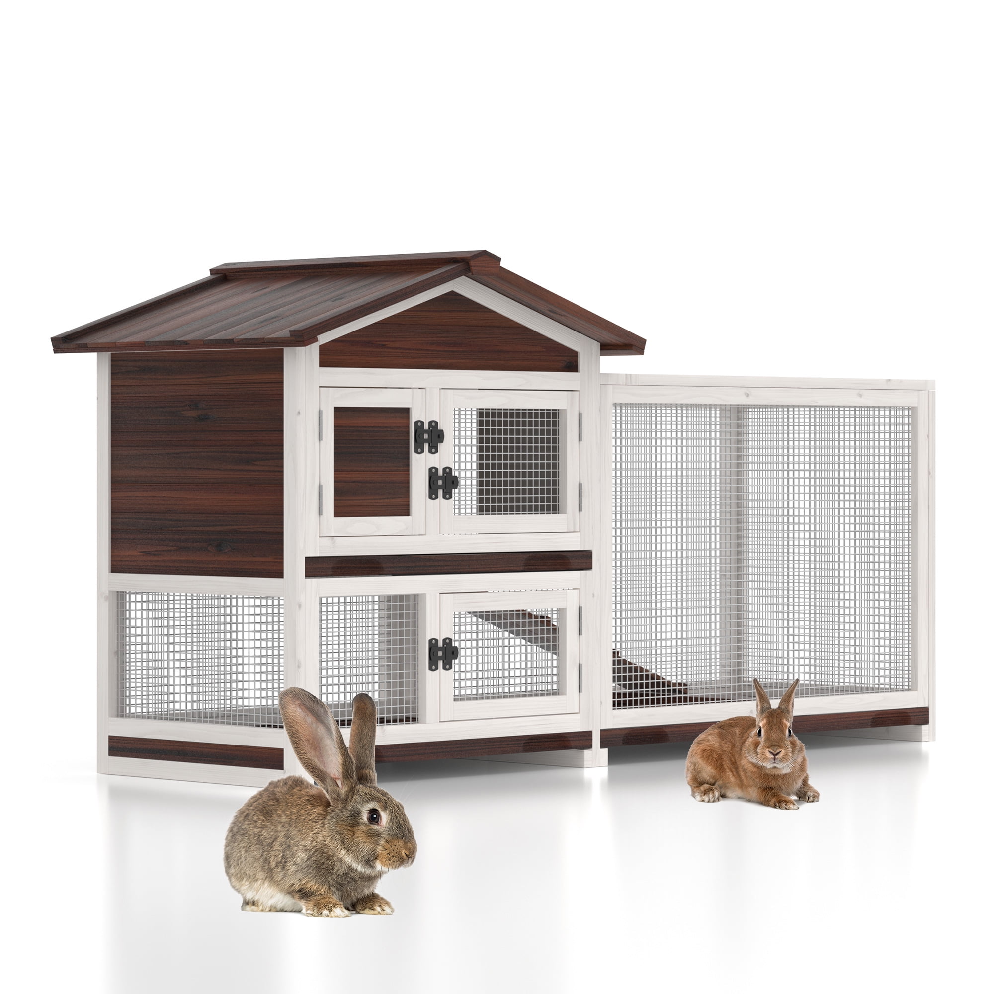 GOOJOASIS Rabbit Hutch Indoor, Chicken Coop Outdoor with 3 Removable ...