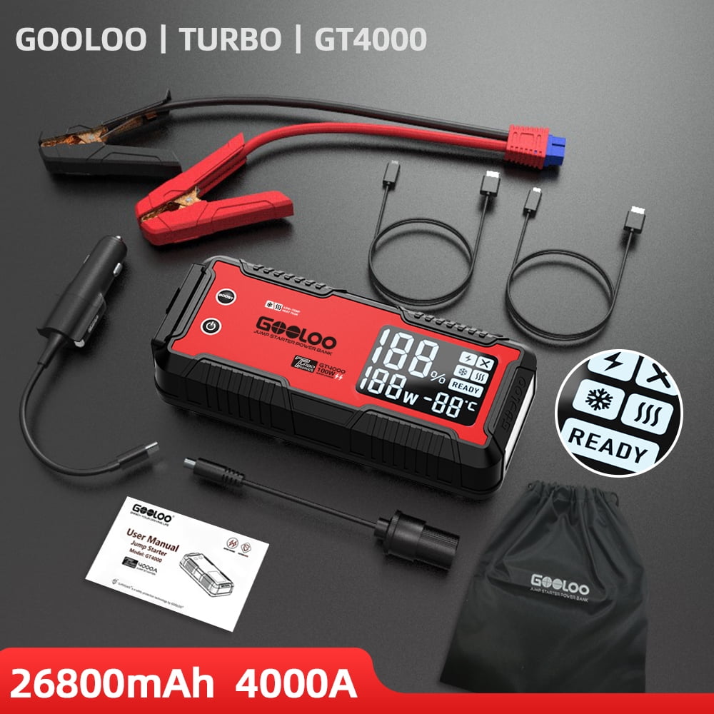 GOOLOO 12V Car Jump Starter 4000A Car Battery Starter 24000mAh Portable ...