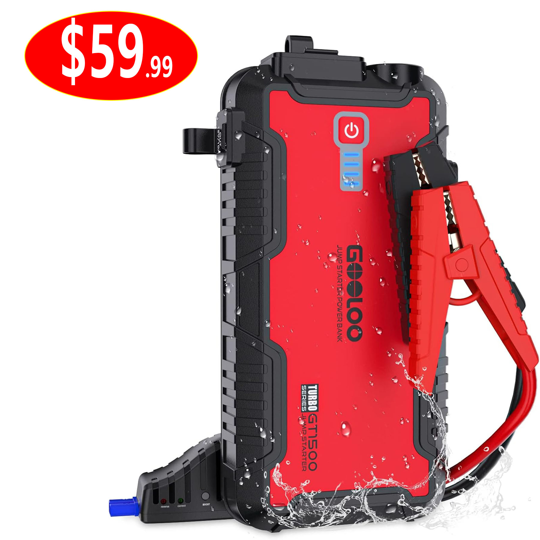 GOOLOO Car Jump Starter,1500A Peak 12V Portable Jump Box(Up to 8.0L Gas ...
